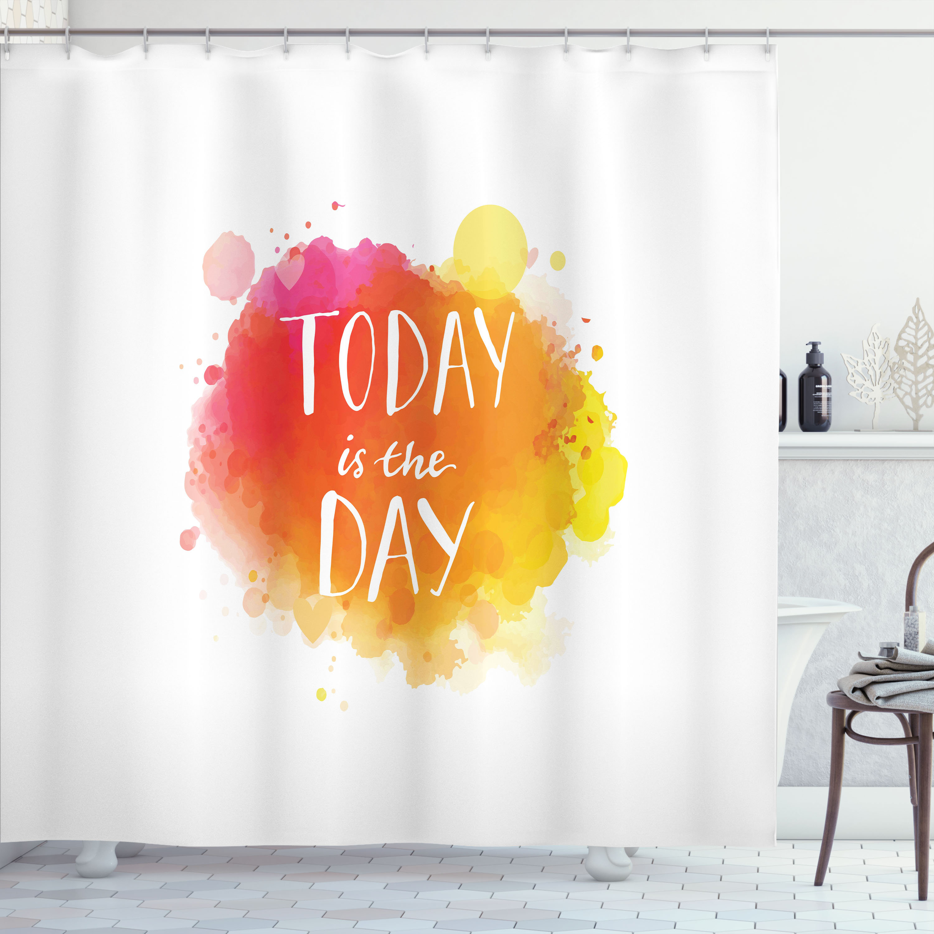 East Urban Home Wording Shower Curtain Optimistic Message Multicolor ...