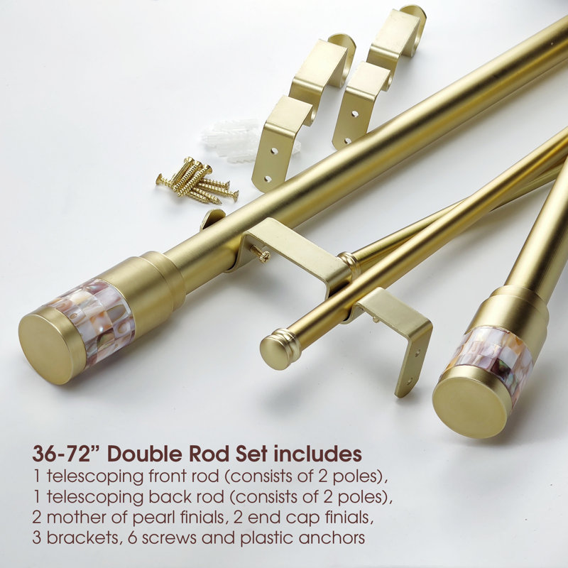 Mercer41 Zaryan Gold Adjustable Double Curtain Rod & Reviews | Wayfair