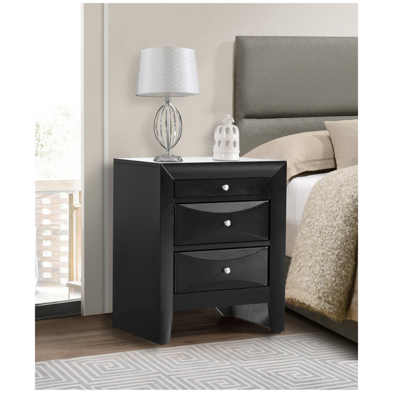 Lark Manor™ Elegant Black Nightstand With Drawers | Wayfair