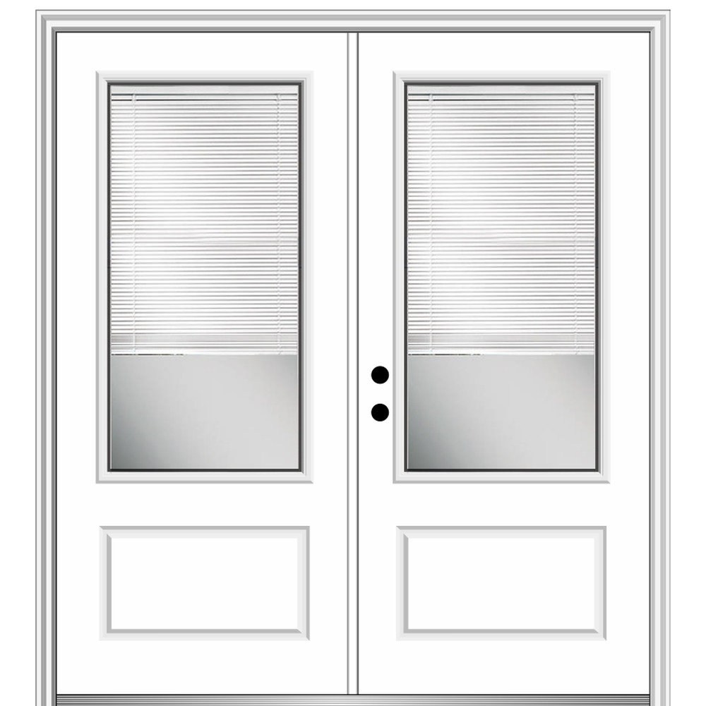 MMI DOOR Half Lite 2-Panel Steel Raise/Lower Blinds Primed Prehung ...