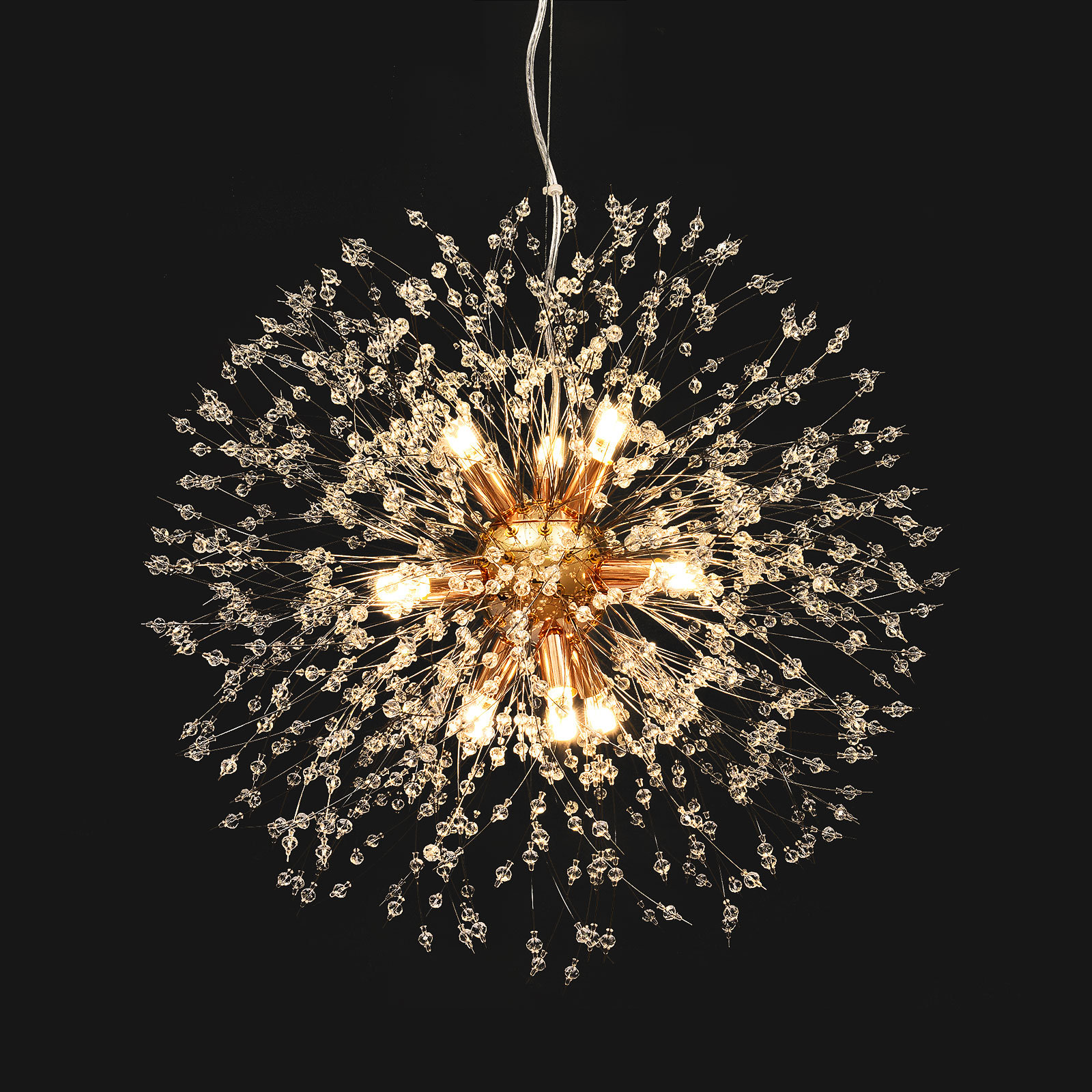 Mercer41 Yaver 9 - Light Dimmable Crystal Sputnik Sphere Chandelier ...