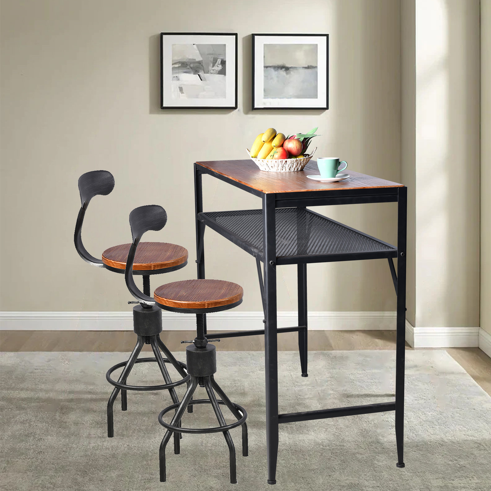 Williston Forge SET OF 3, Table & Chair Sets, Heavy Duty Weld Metal ...