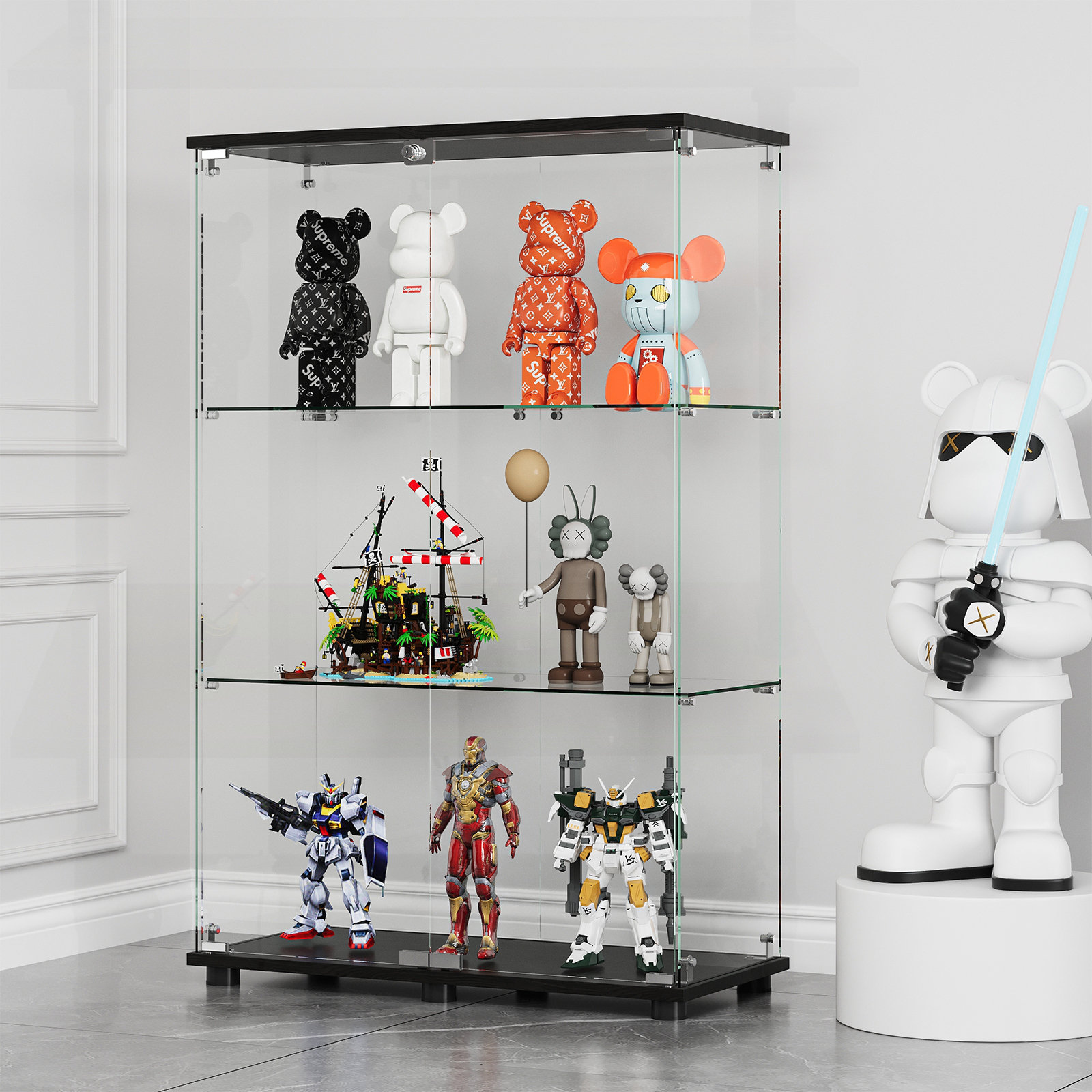 Brayden Studio® Versatile Lockable Glass Display Cabinet with Multiple ...