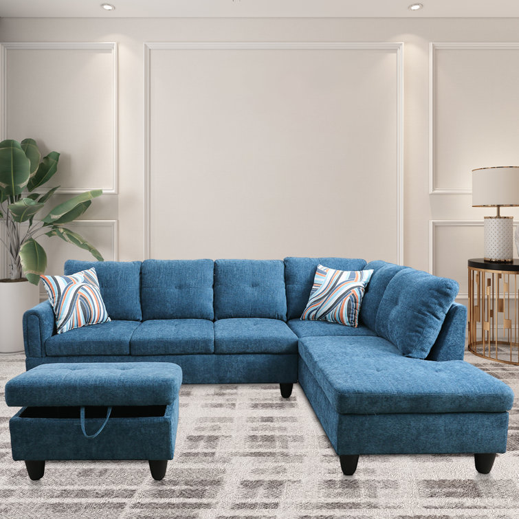 Ebern Designs Shadon 3 - Piece Velvet Sectional | Wayfair