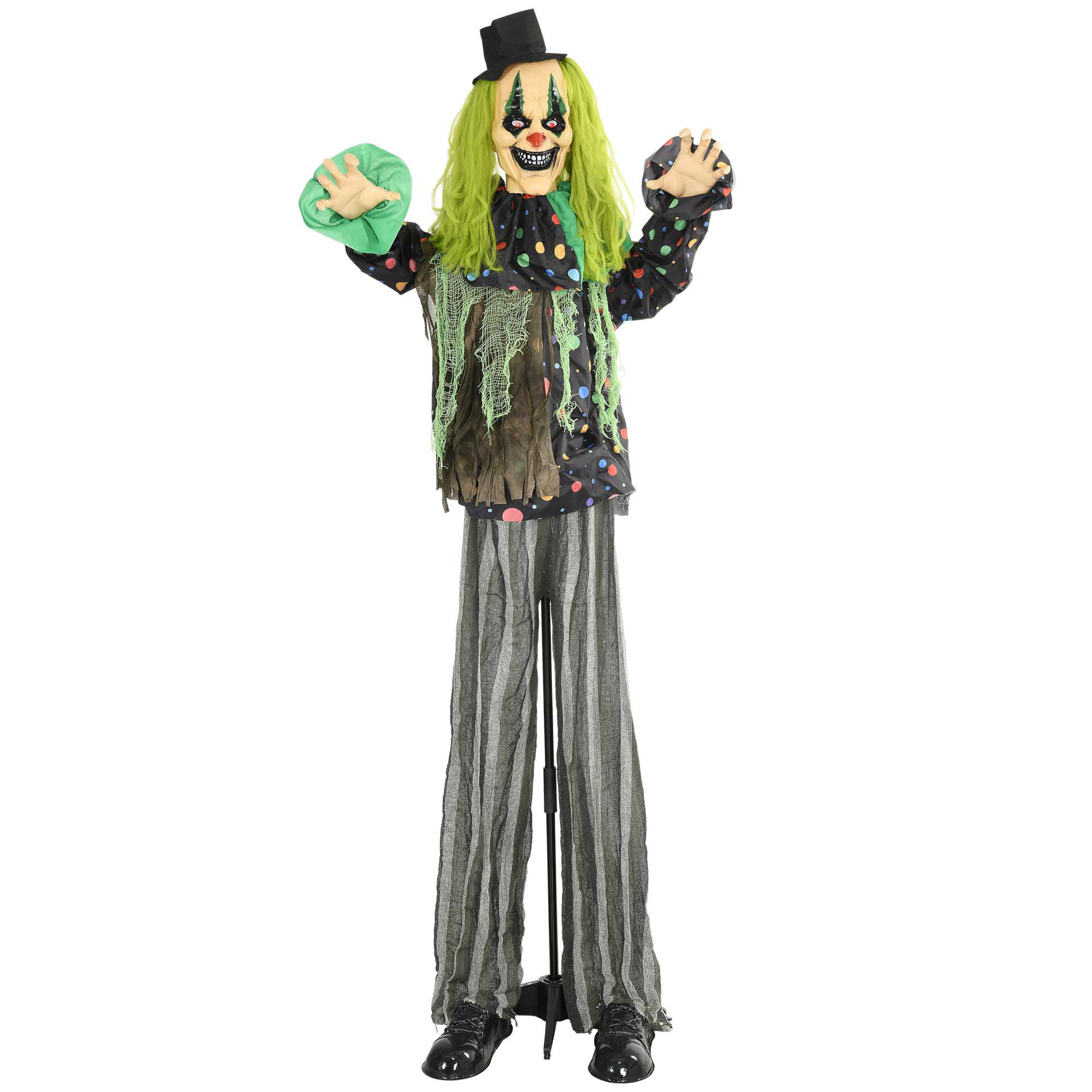 Dakota Fields 6.1' Life Size Halloween Animatronic Circus Clown, Sound ...