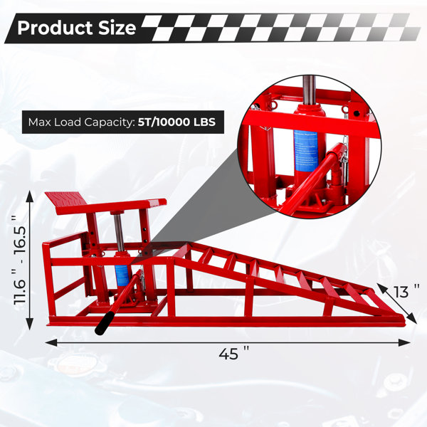 Awevsco 2 Pack Hydraulic Car Ramps, Car Lift Service Ramps, 5t Heavy ...