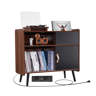 VEVOR Record Player Stand 3-Tier Wooden Turntable Stand Sliding Door ...