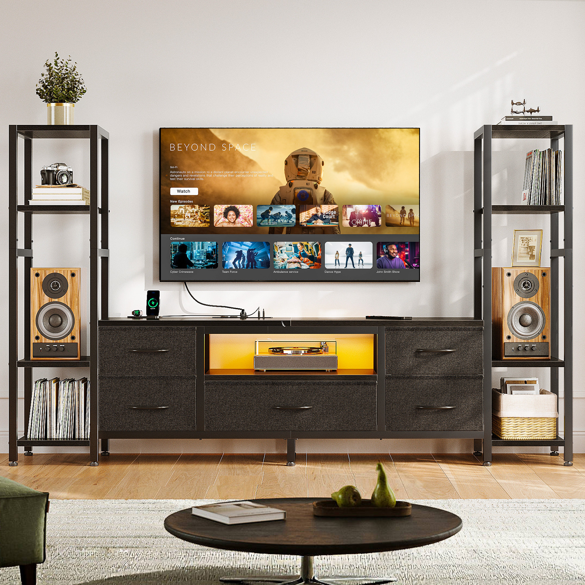 Wrought Studio™ Modern Tv Console Table With Integrated Charging ...