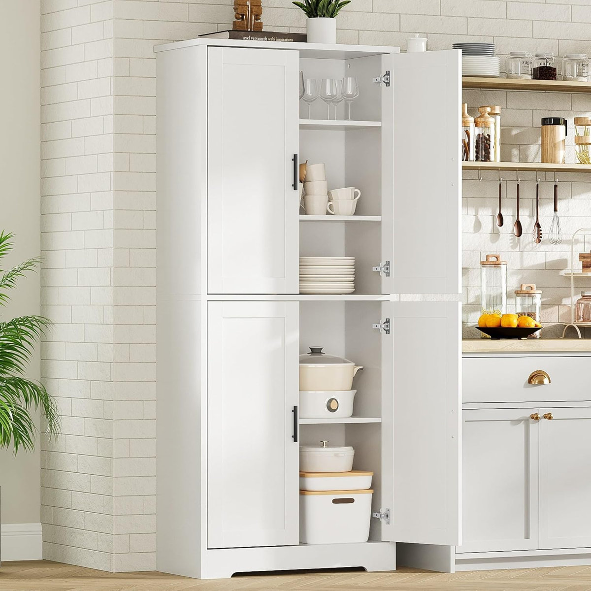 Winston Porter Kitchen Pantry Cabinet, Pantry Storage Cabinet With ...