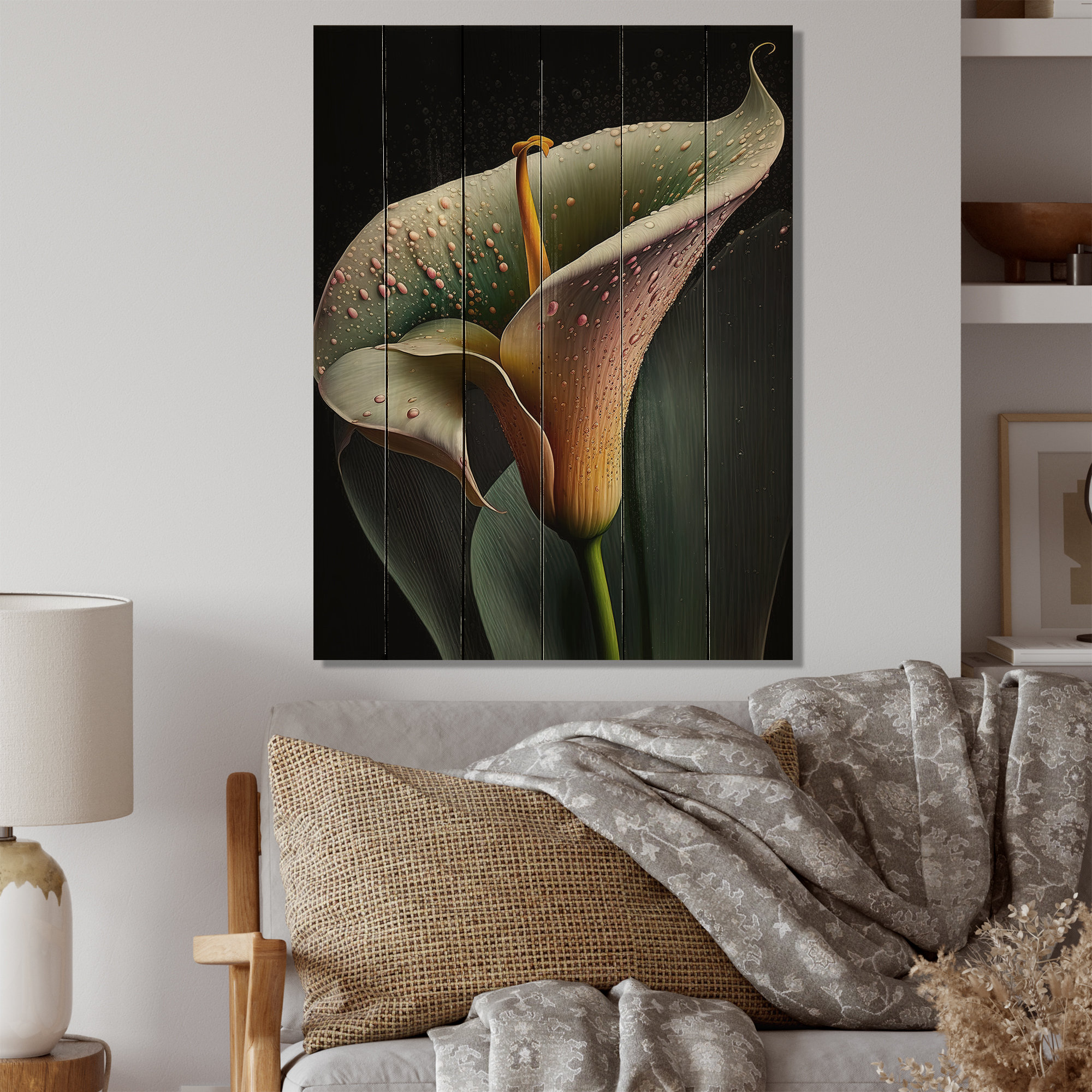 Red Barrel Studio® Green And White Calla Lily Flower V - Unframed Print ...