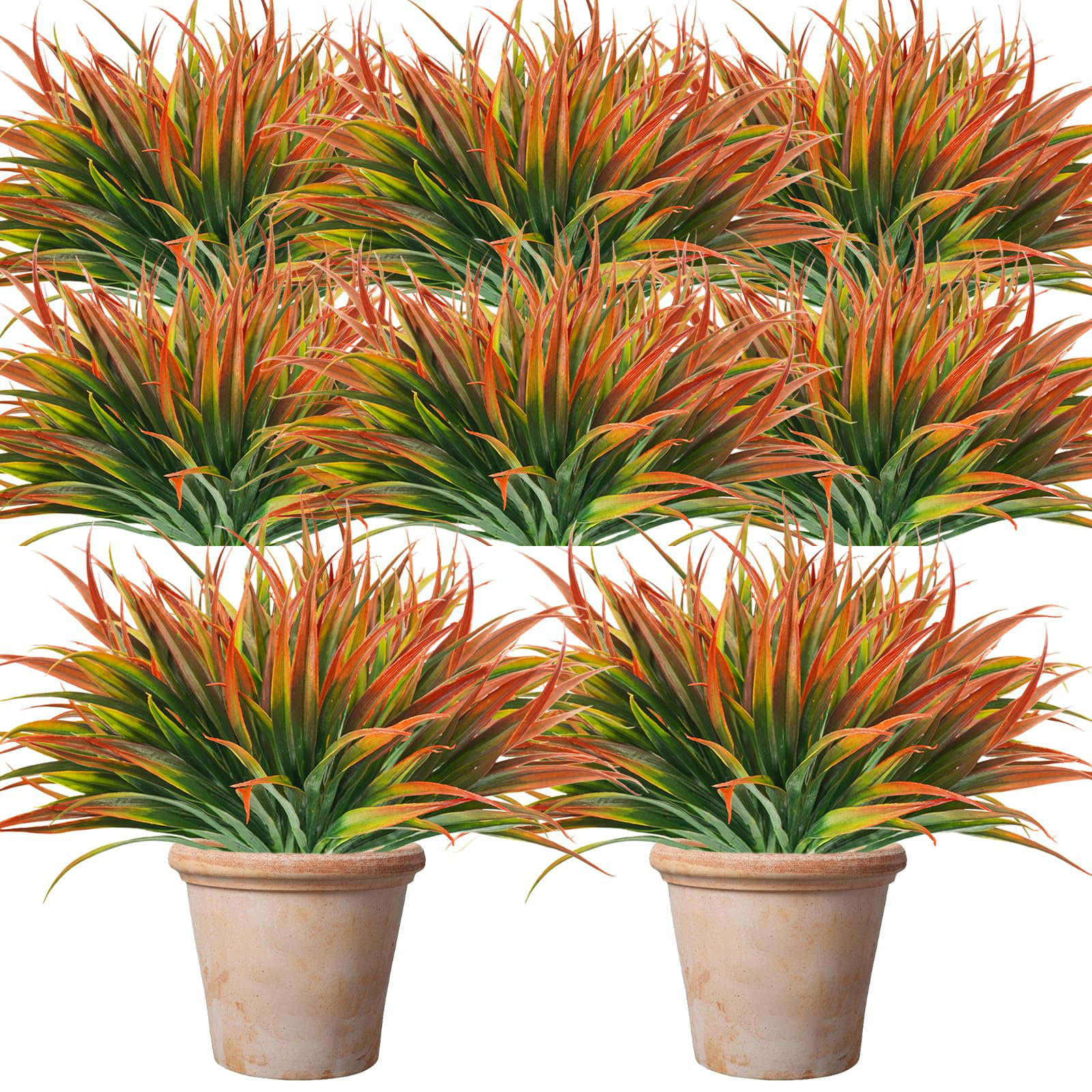 Ophelia & Co. Artificial Fake Grass,24 PCS Outdoor Faux Grasses Plastic ...