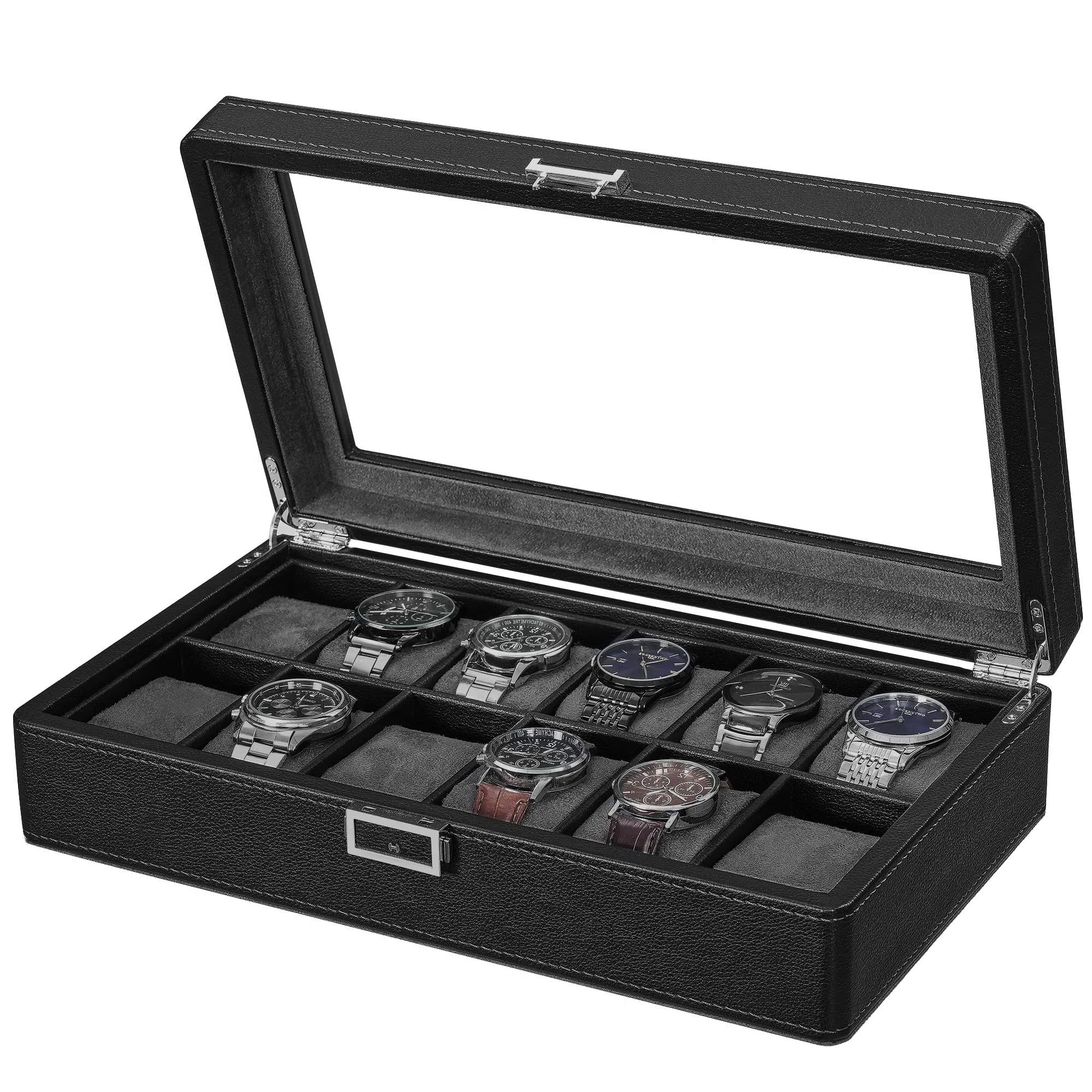 Latitude Run® 12-Watch Box Organizer for Men: Luxury Watch Display Case ...