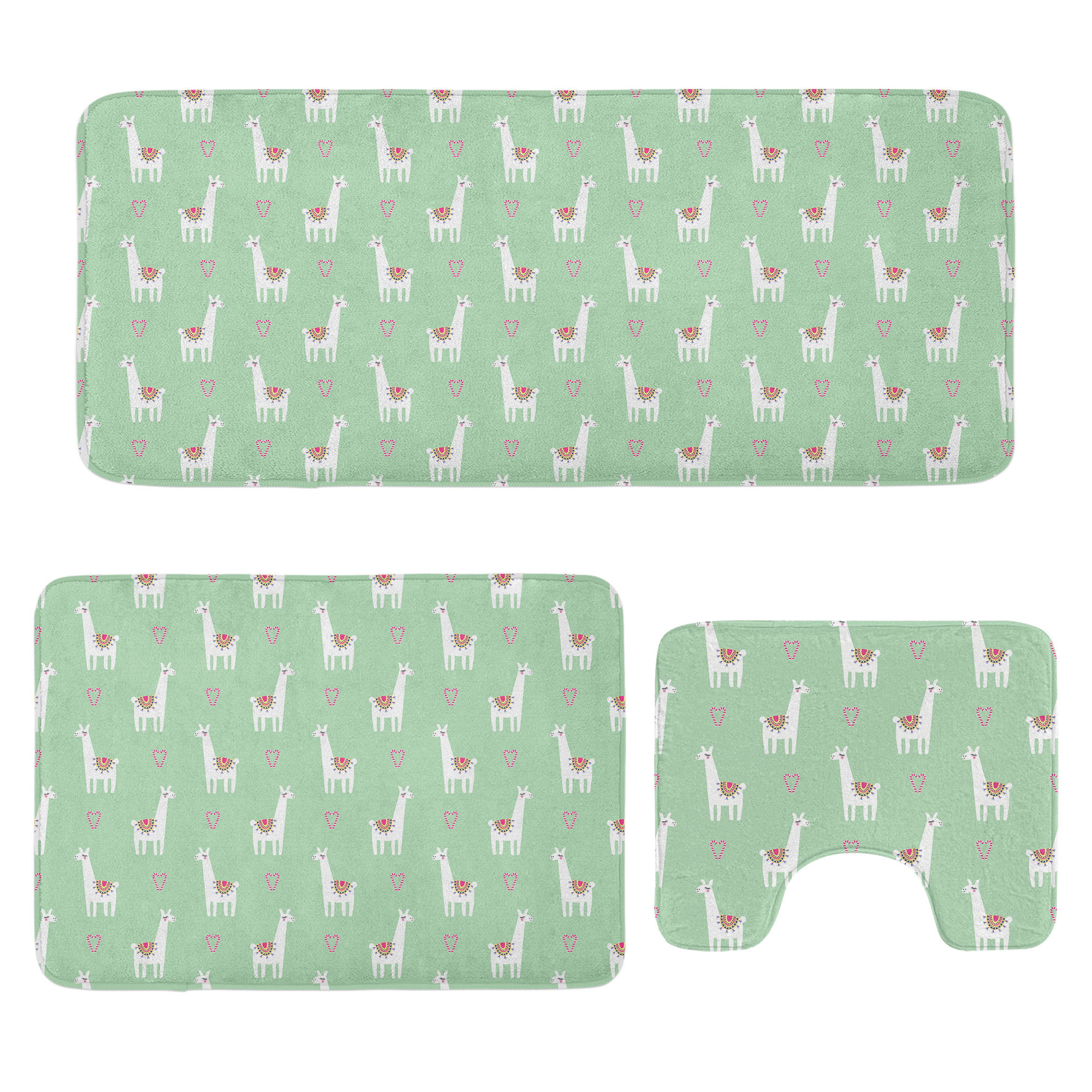 East Urban Home Llama Bathroom Rug Set 3 Pieces U-Shape & Rectangle ...