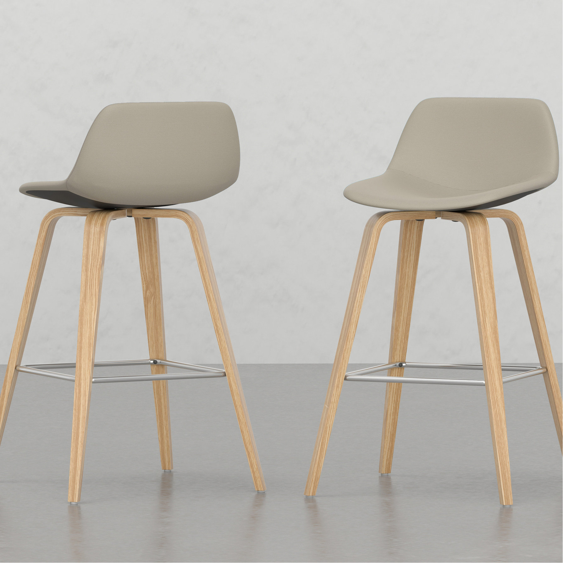 Corrigan Studio® 2 Stools - Foam Padding Natural Wood Veneer Seat ...