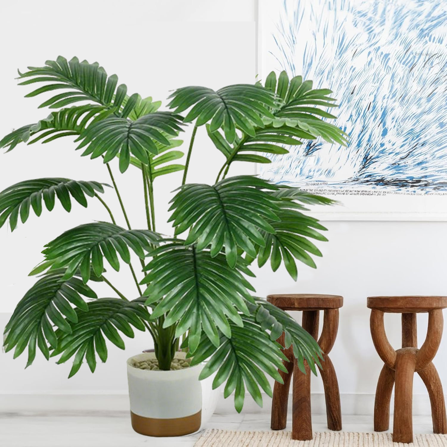 Primrue Artificial Palm Tree Large Fake Tropical Faux Plants Indoor and ...