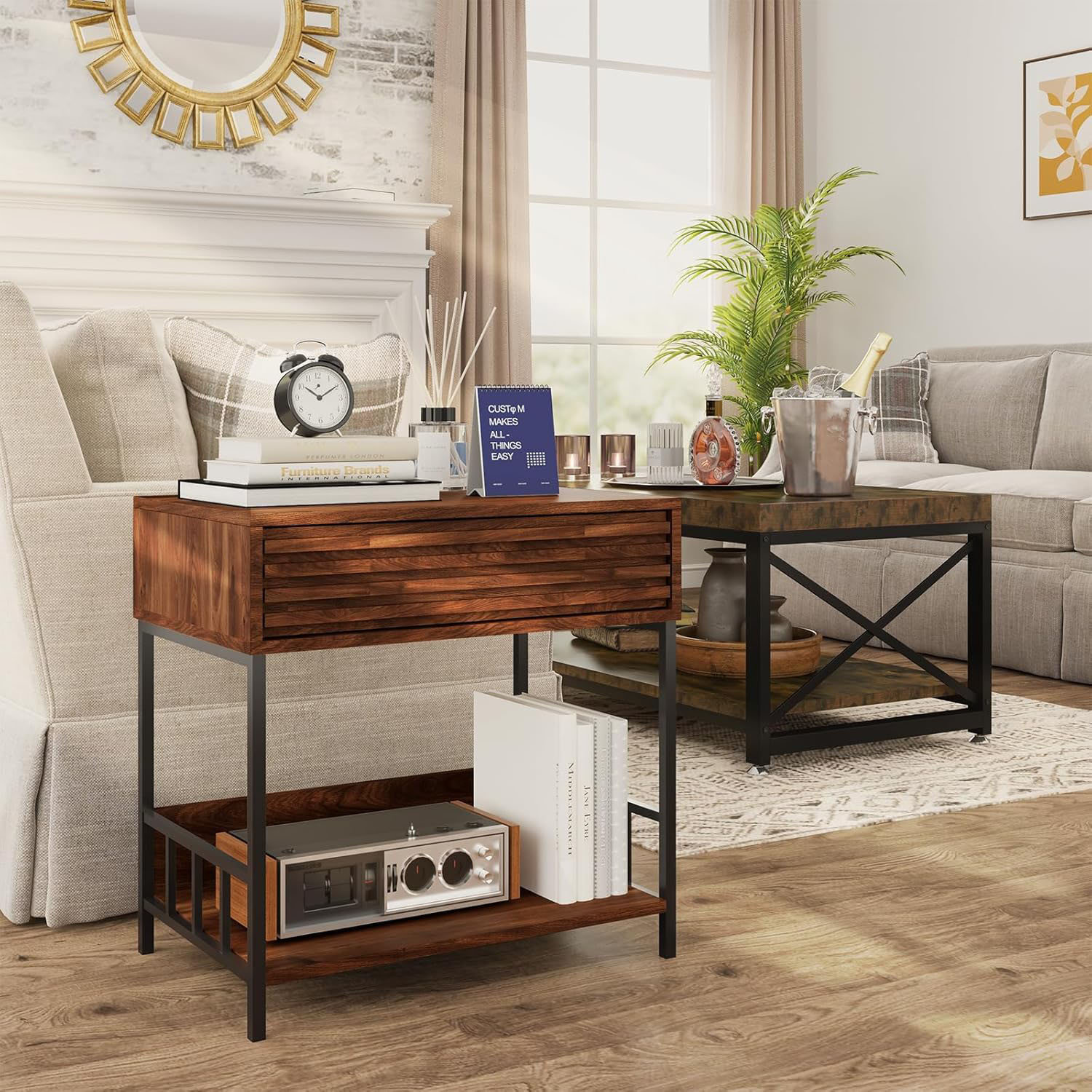 17 Stories Cat End Table With Storage, Side Table With Dog Bed ...