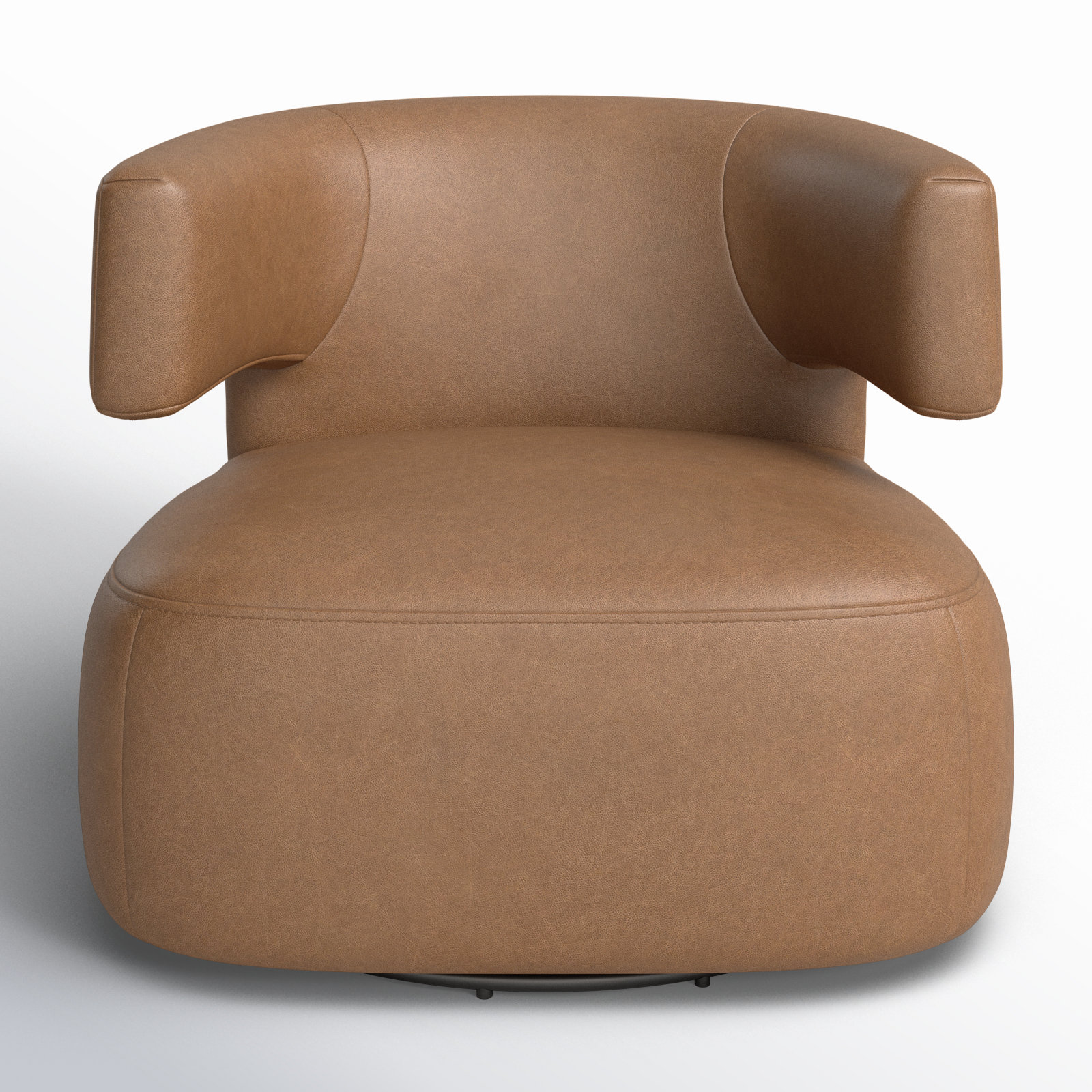 AllModern Bascom Genuine Leather Upholstered Swivel Barrel Chair | Wayfair