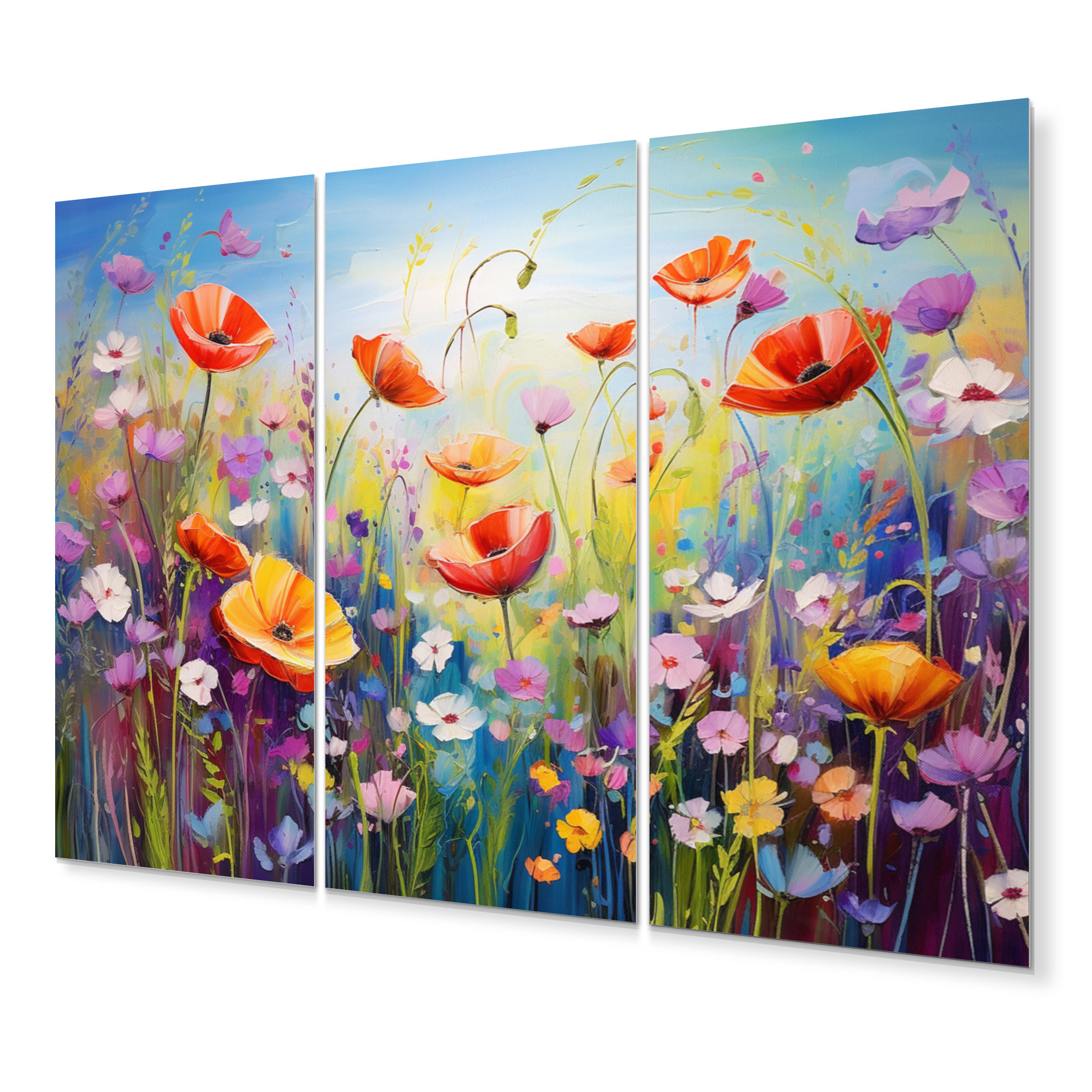 Design Art Wildflowers Floral Rhapsody - Floral Metal Wall Decor Set ...