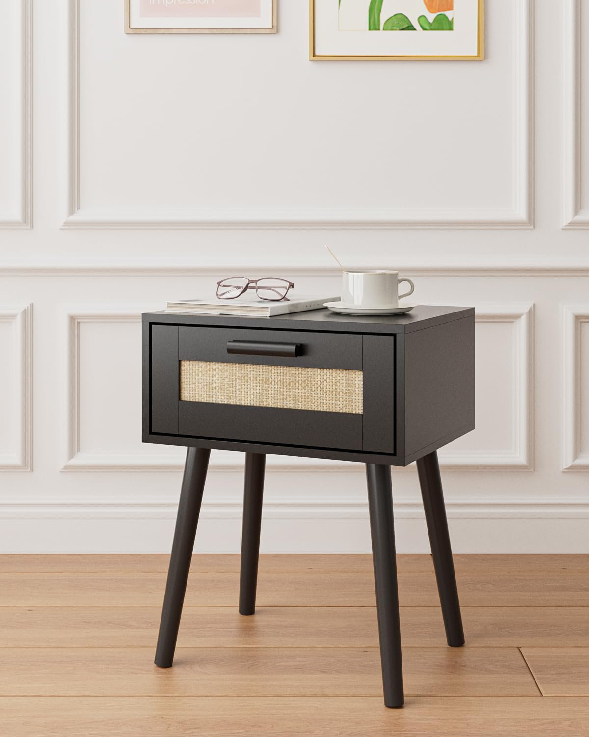 Bay Isle Home™ Wooden Night Stands With Rattan Weaving Drawer | Wayfair