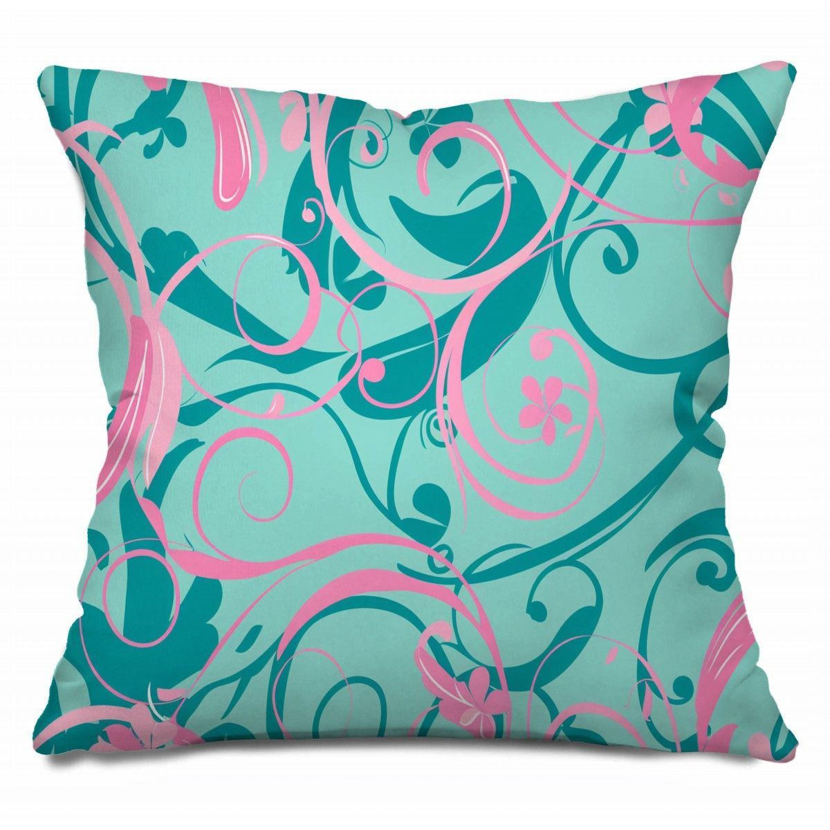 VisionDecor Cyan Swirls Throw Pillow, Illustration Cotton Twill Pillows ...