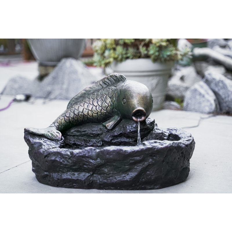 Highland Dunes Shanice 12" Outdoor Freestanding Fish Spitter Water ...