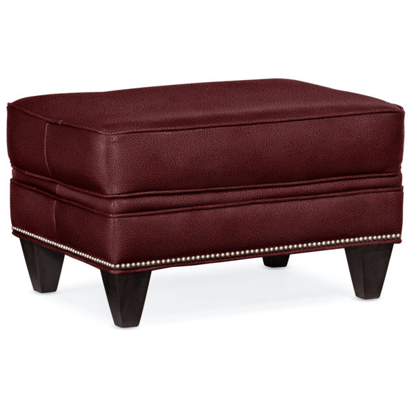 Bradington-Young Reddish Rectangle Leather Ottoman | Perigold
