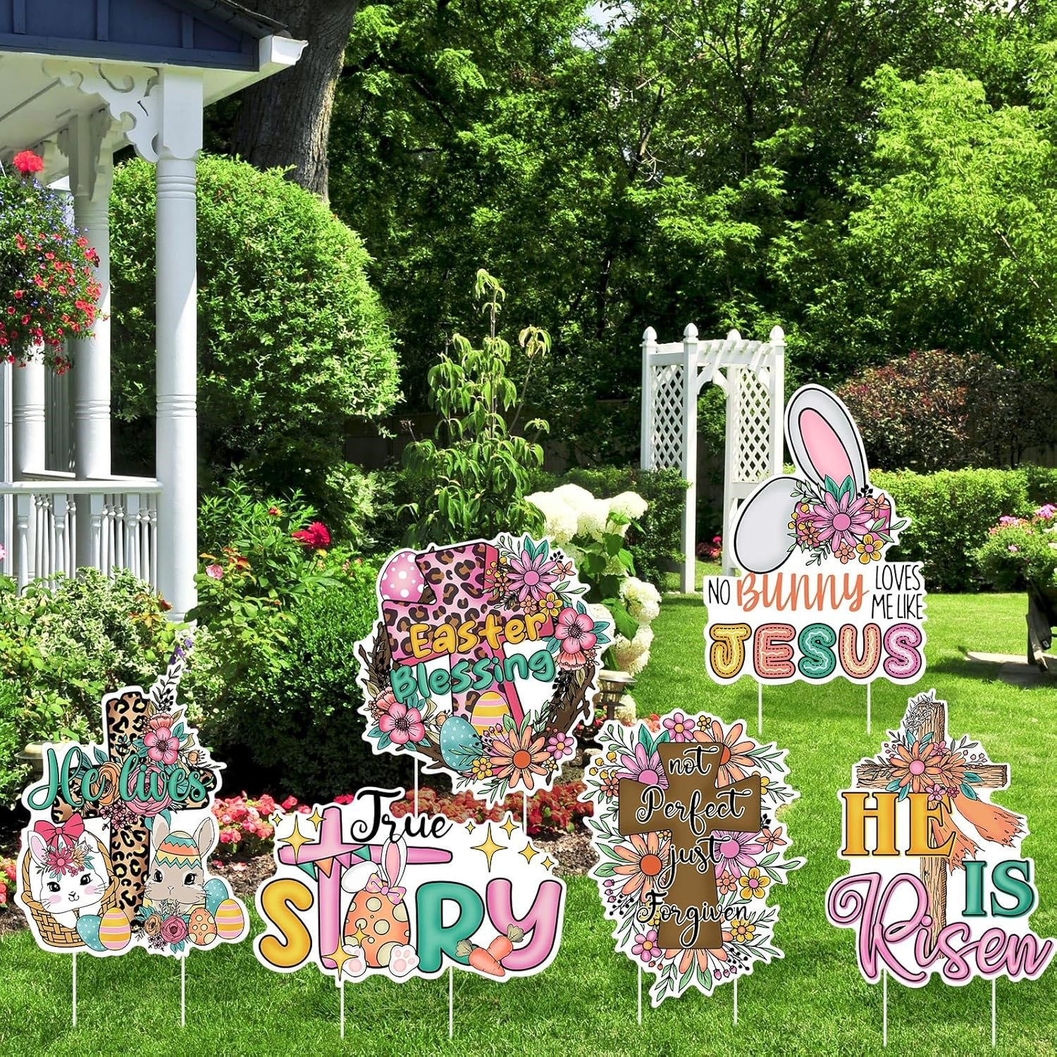The Holiday Aisle® 6 Pcs Easter Religious Yard Signs He Is Risen Jesus ...