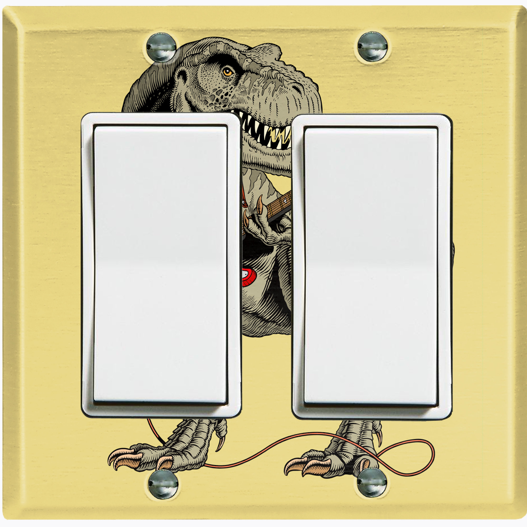 WorldAcc Dinosaur T-Rex Guitar 2-Gang Toggle Light Switch Wall Plate ...