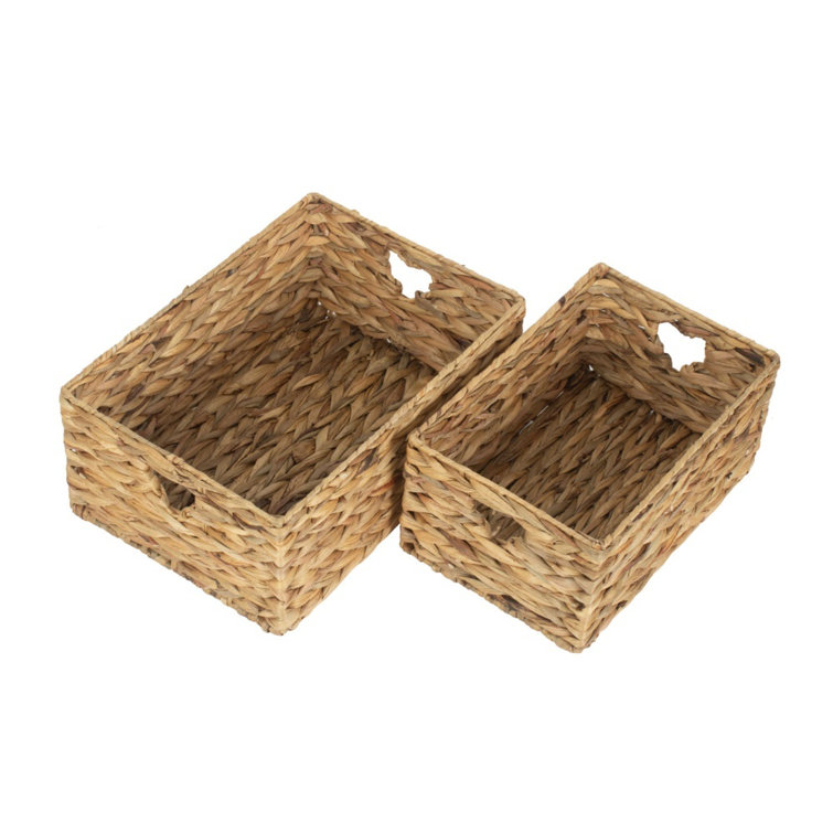 Bay Isle Home Shallow Hyacinth Wicker 2 Piece Basket Set | Wayfair.co.uk
