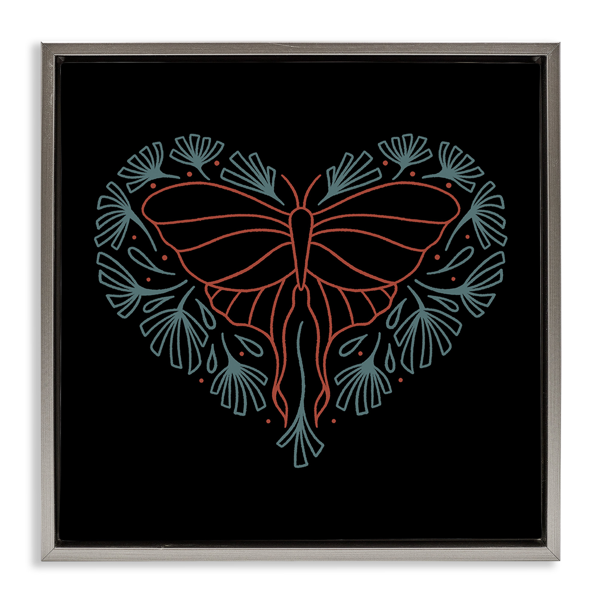 Gracie Oaks Heart Shaped Celestial Moth Floater Canvas Wall Art by ...