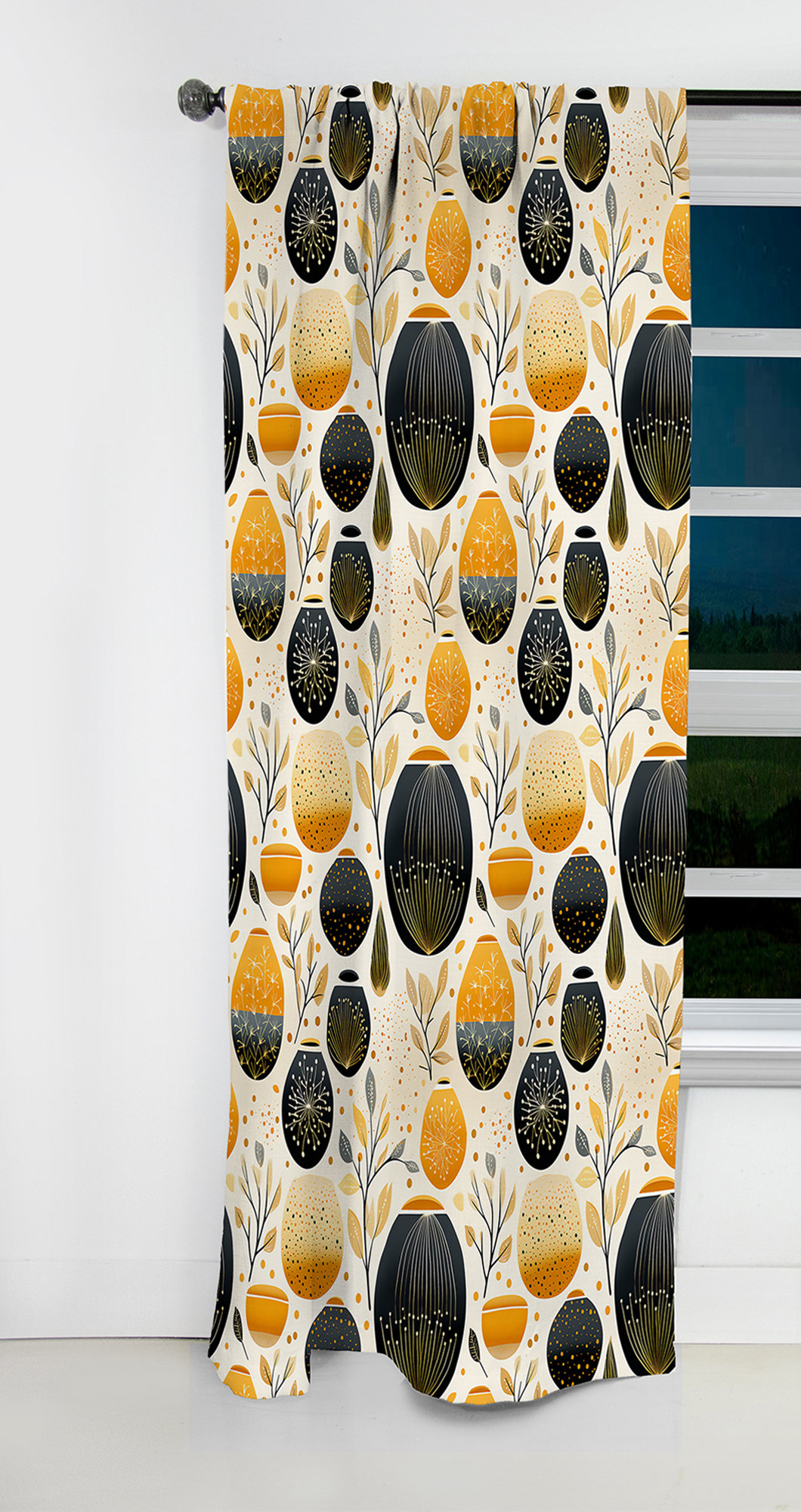 Design Art Minimalism Pottery Motifs - Abstract Boho Curtain - Blackout ...