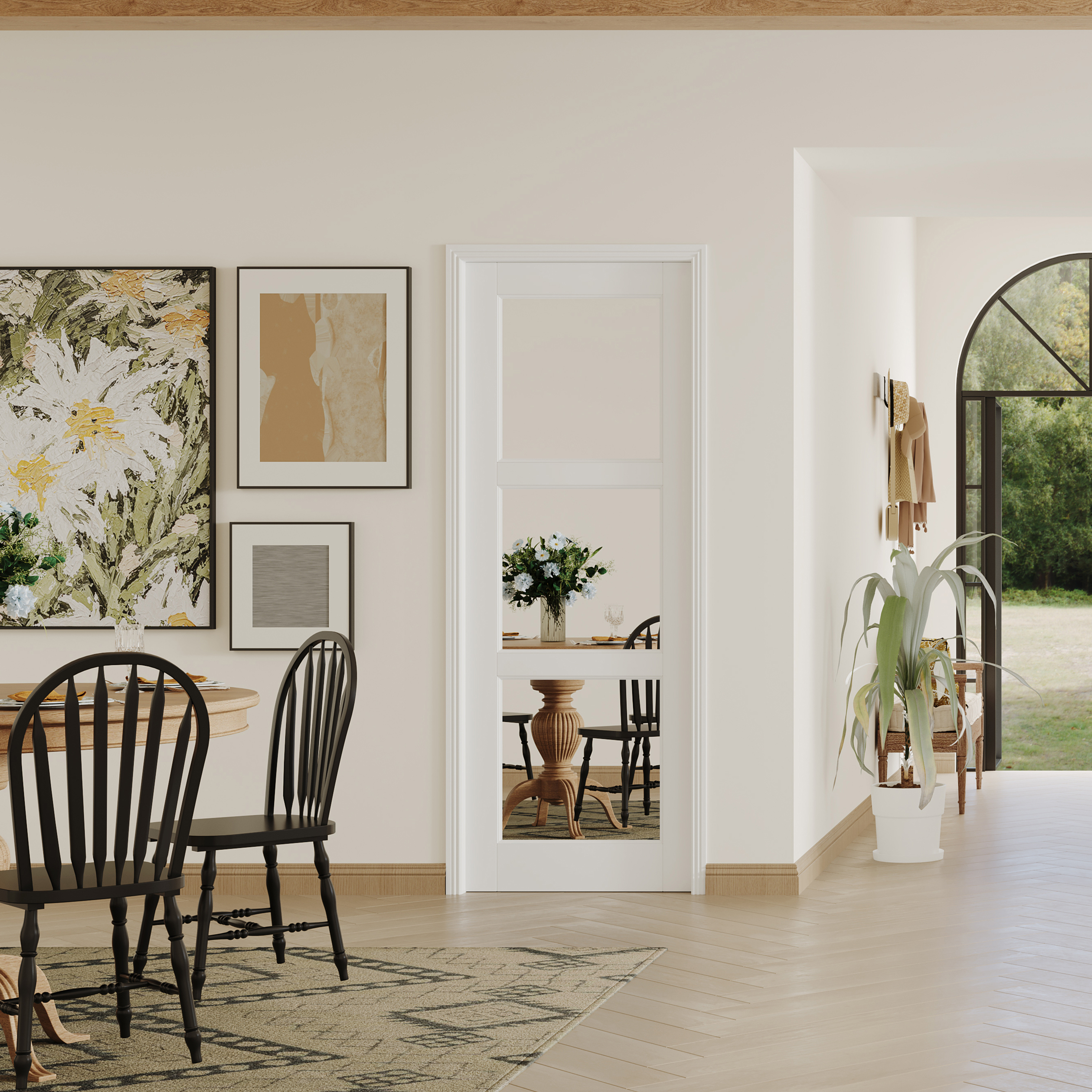 DOOOLI Prehung Slab Doors - 3 Panel Mirrored Interior Door Slab Modern ...