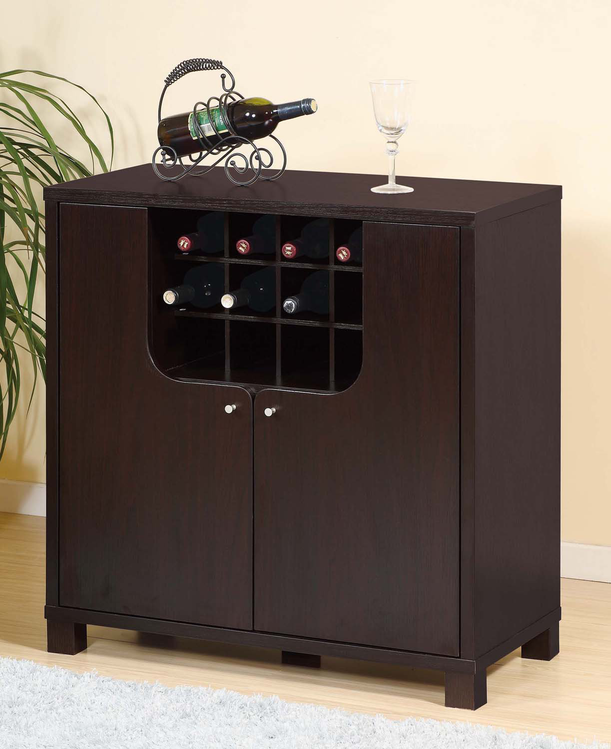 Ebern Designs Wine Cabinet Cocoa with Two Doors Removeable Wine Bottle ...