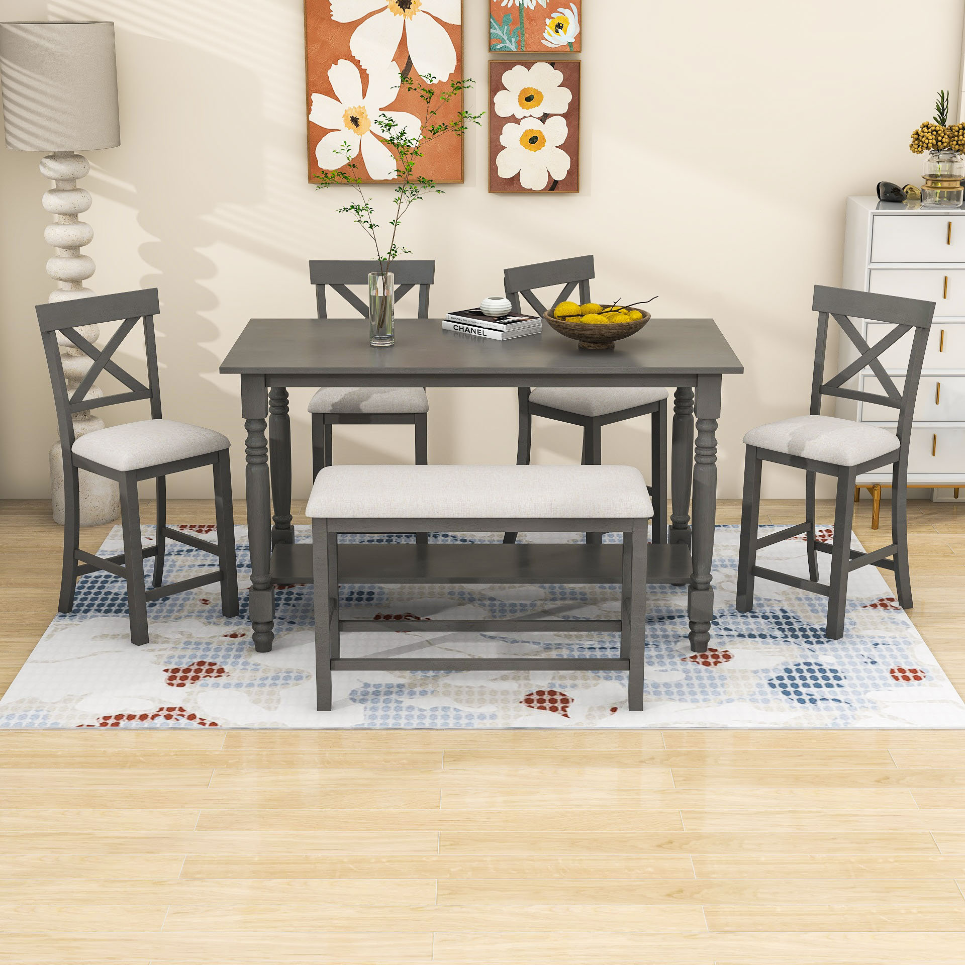 August Grove® Daylani 6-Piece Dining Set, Counter-Height Dining Table ...