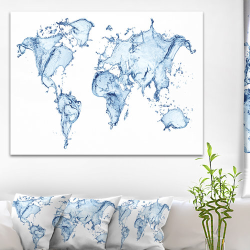 East Urban Home " World Map Water Splash " on & Reviews | Wayfair