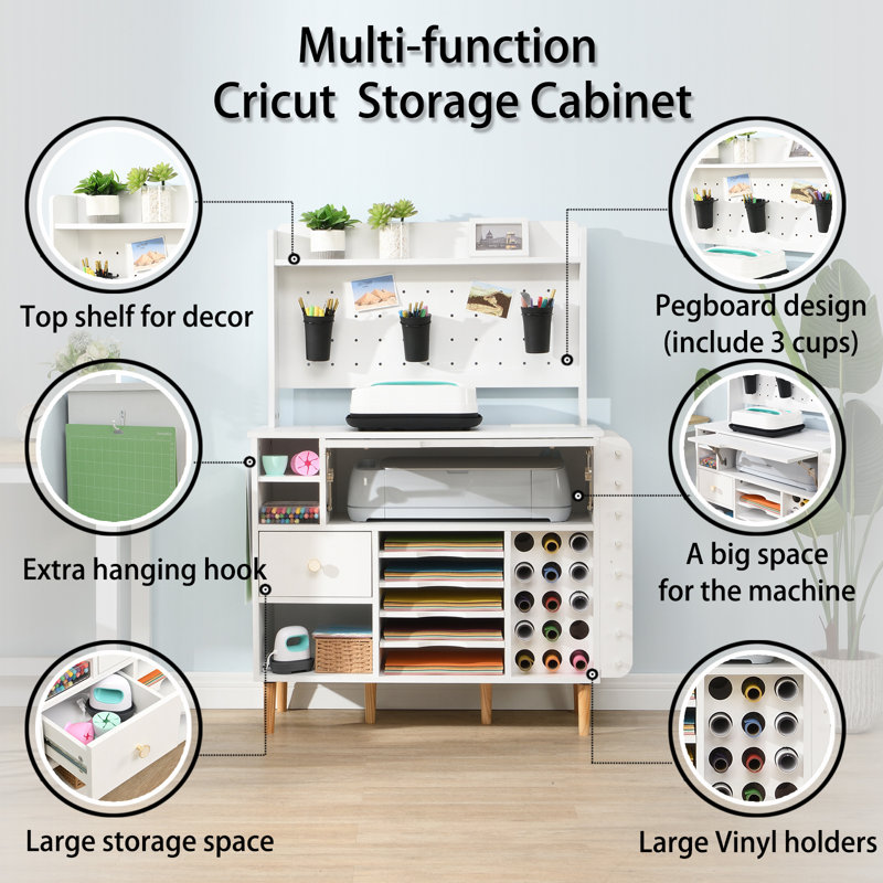 Latitude Run® Craft Storage Organizer Compatible with Cricut Machines ...