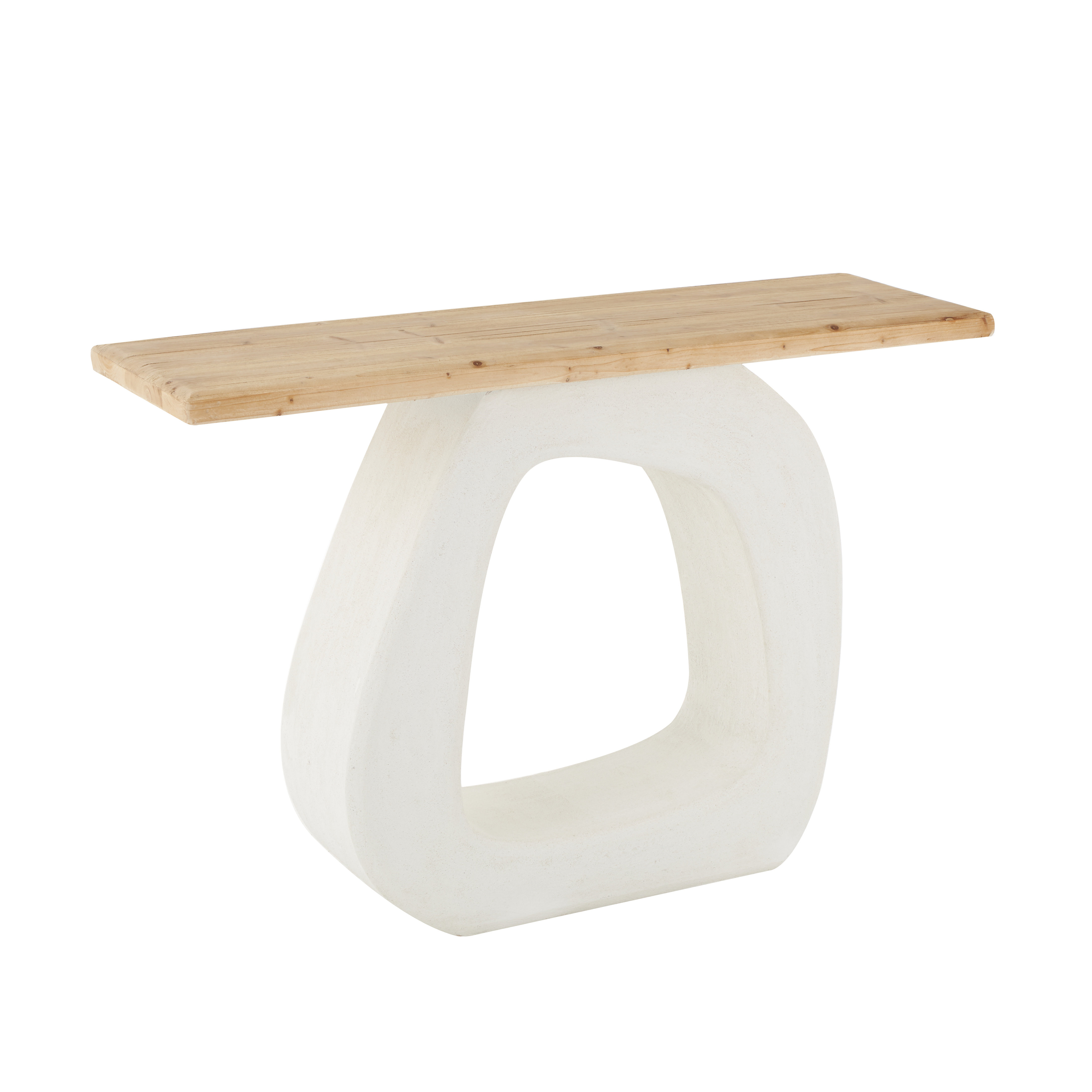 Orren Ellis Cole And Grey Wooden O Shaped Console Table With Light ...