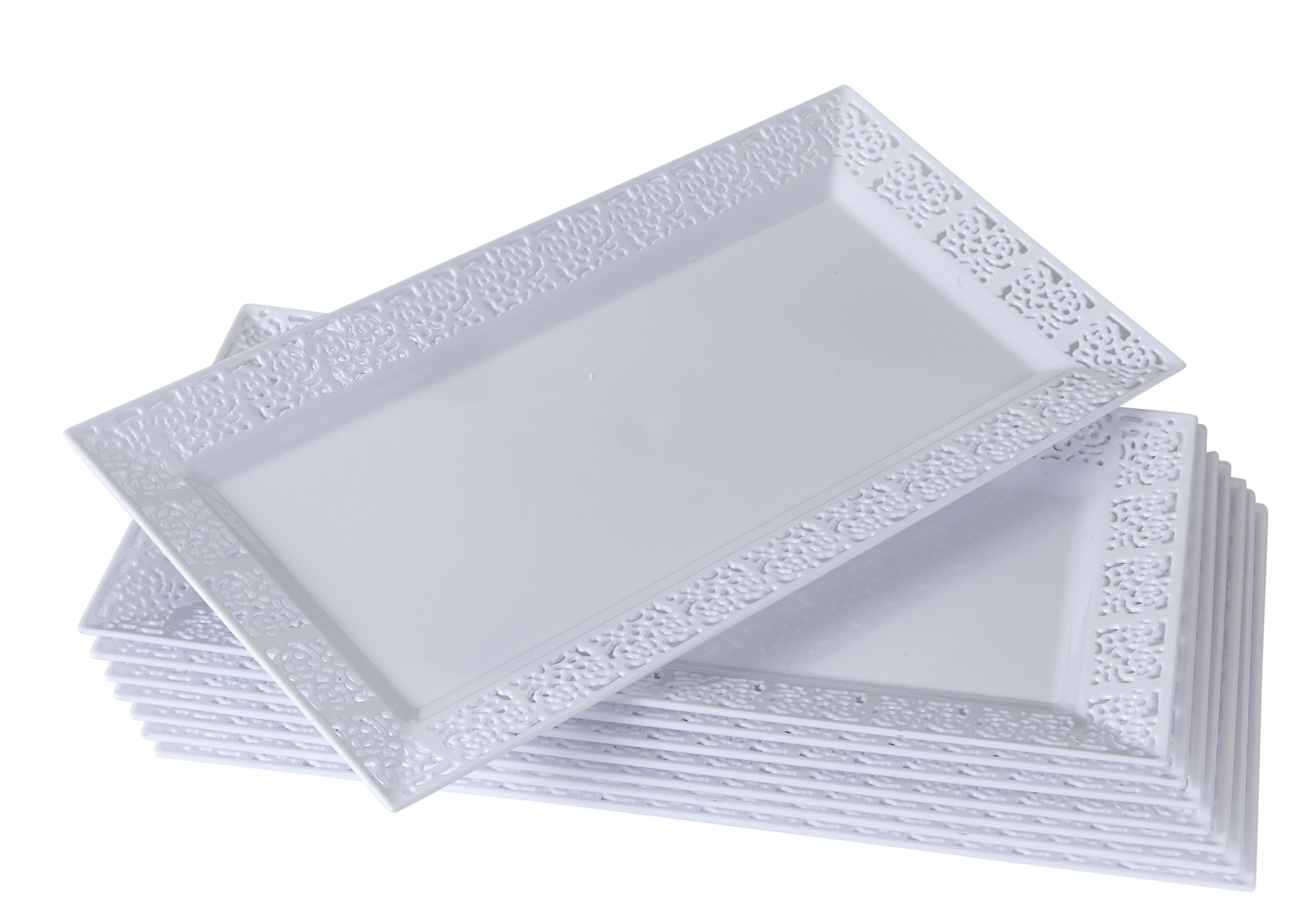 Silver Spoons Lace Heavy Weight Plastic Disposable Serving Plate ...