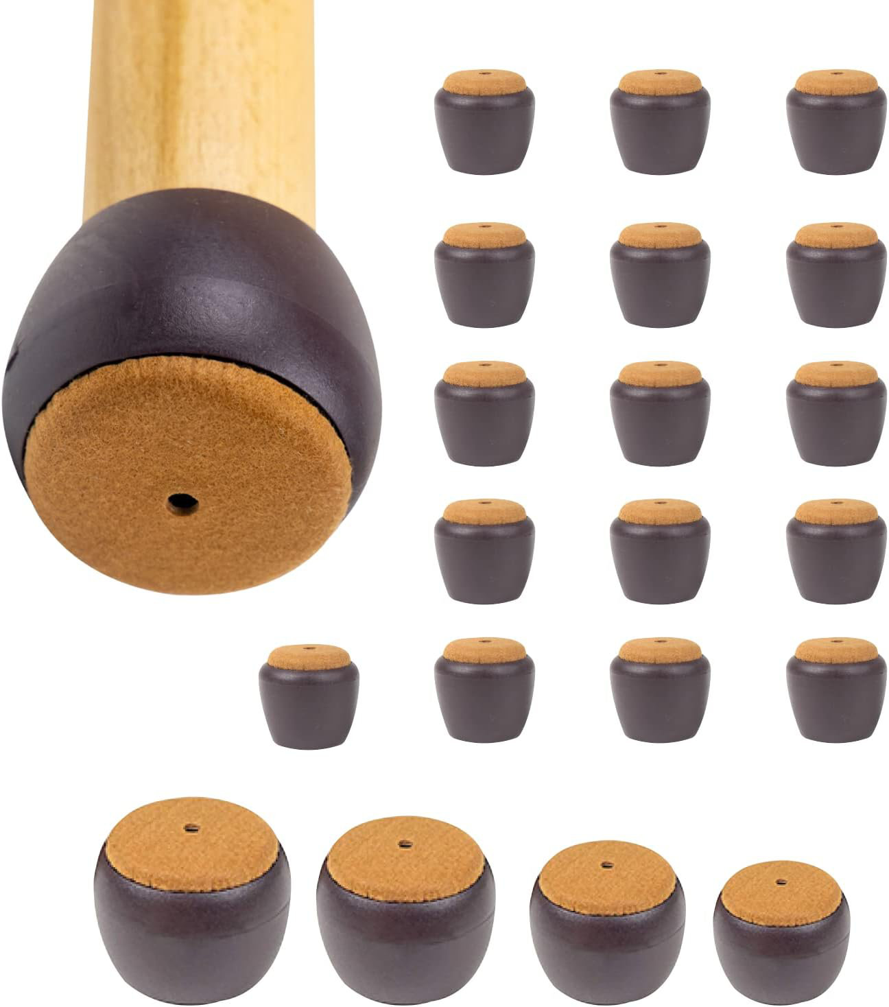 Chair Surfer Chair Leg Caps Floor Protectors (16 Set, M 25-29mm ...