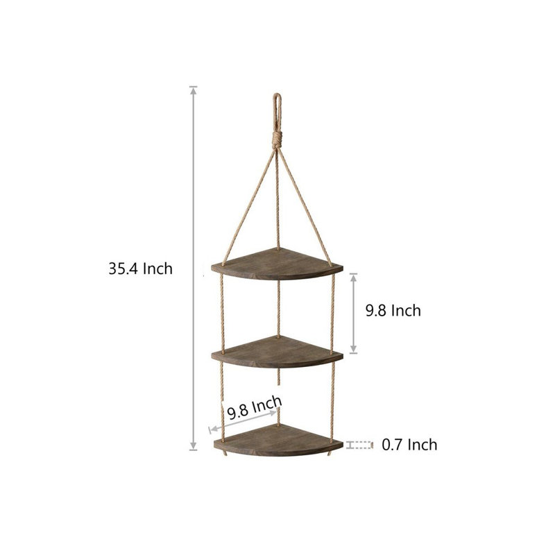 Longshore Tides Bezanson 3 Piece Triangle Solid Wood Corner Shelf | Wayfair
