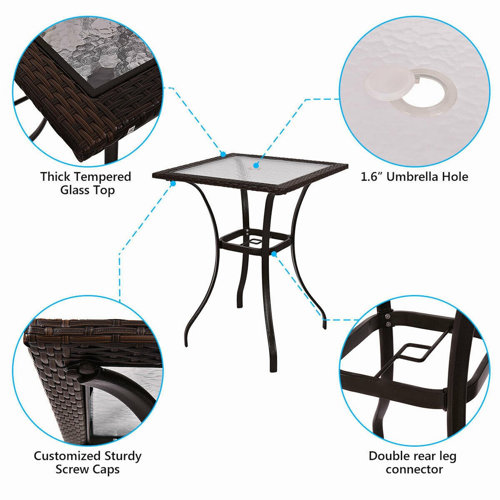 Winston Porter Carly Glass Outdoor Bar Table & Reviews | Wayfair