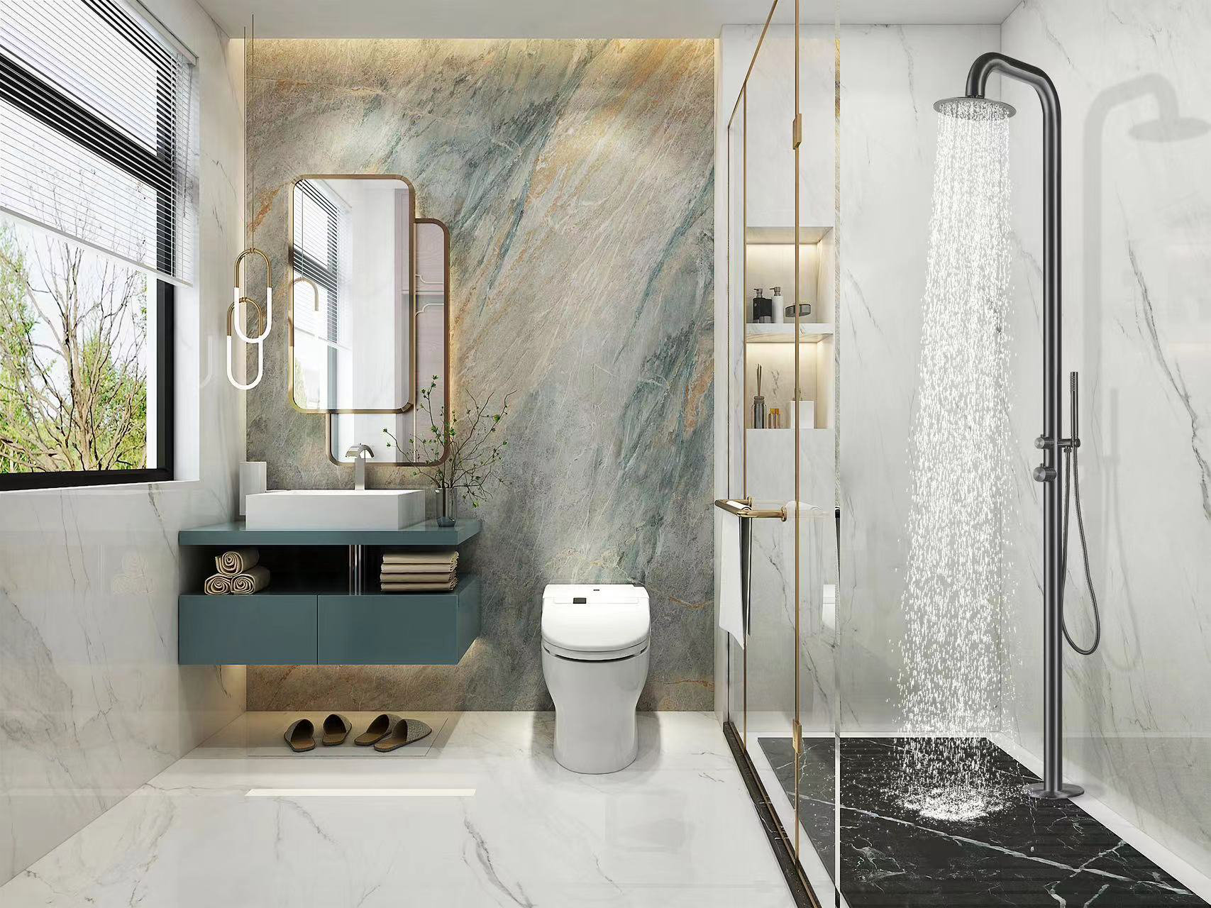 HEATGENE Stainless Steel Free Standing Outdoor Shower & Reviews ...