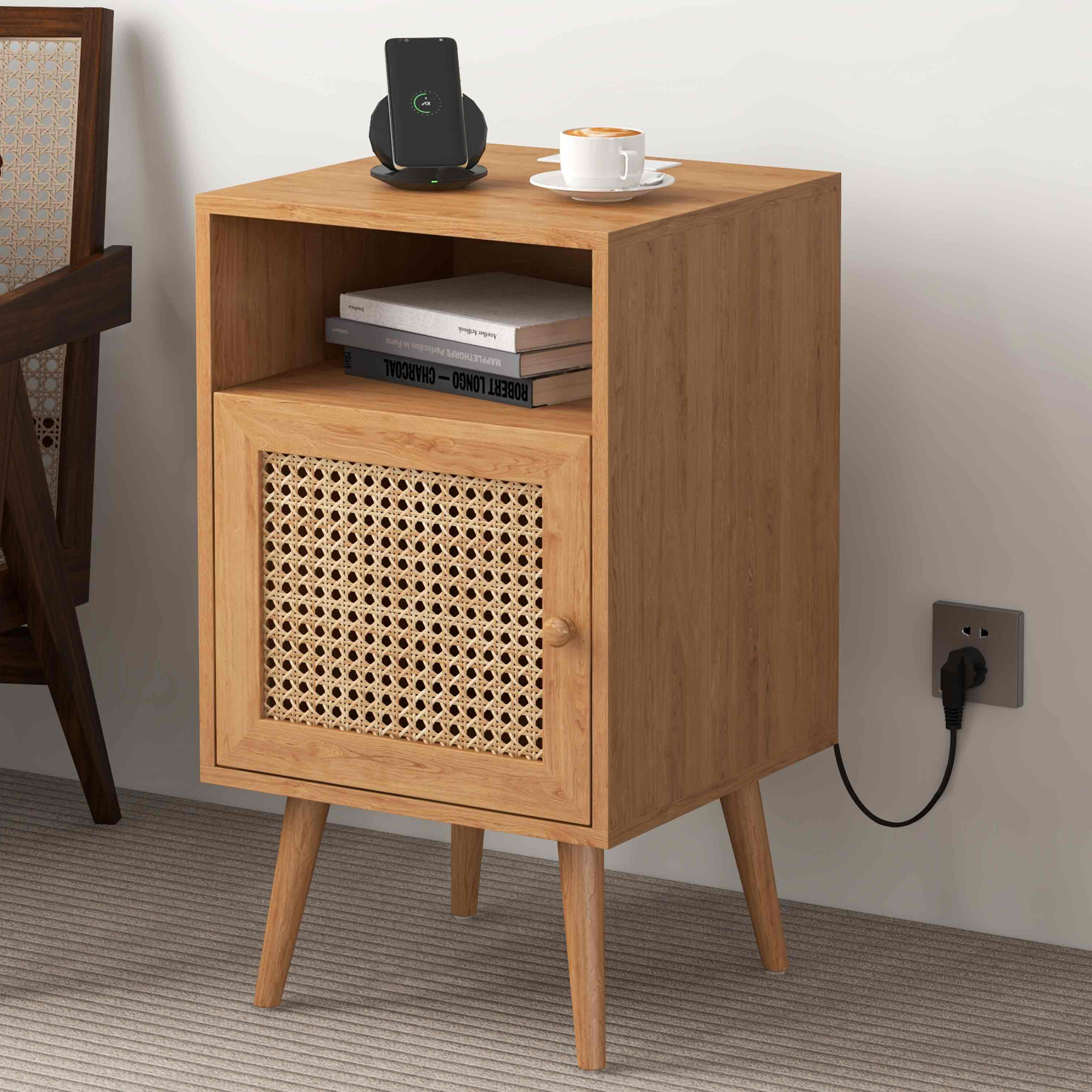 Beachcrest Home Kunkle Solid + Manufactured Wood Nightstand with ...