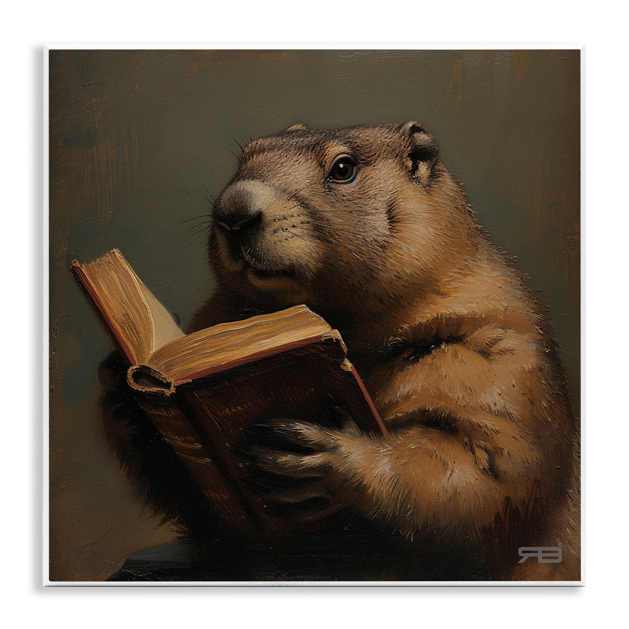 Highland Dunes Groundhog Reading Book Wall Plaque Art by Roozbeh ...