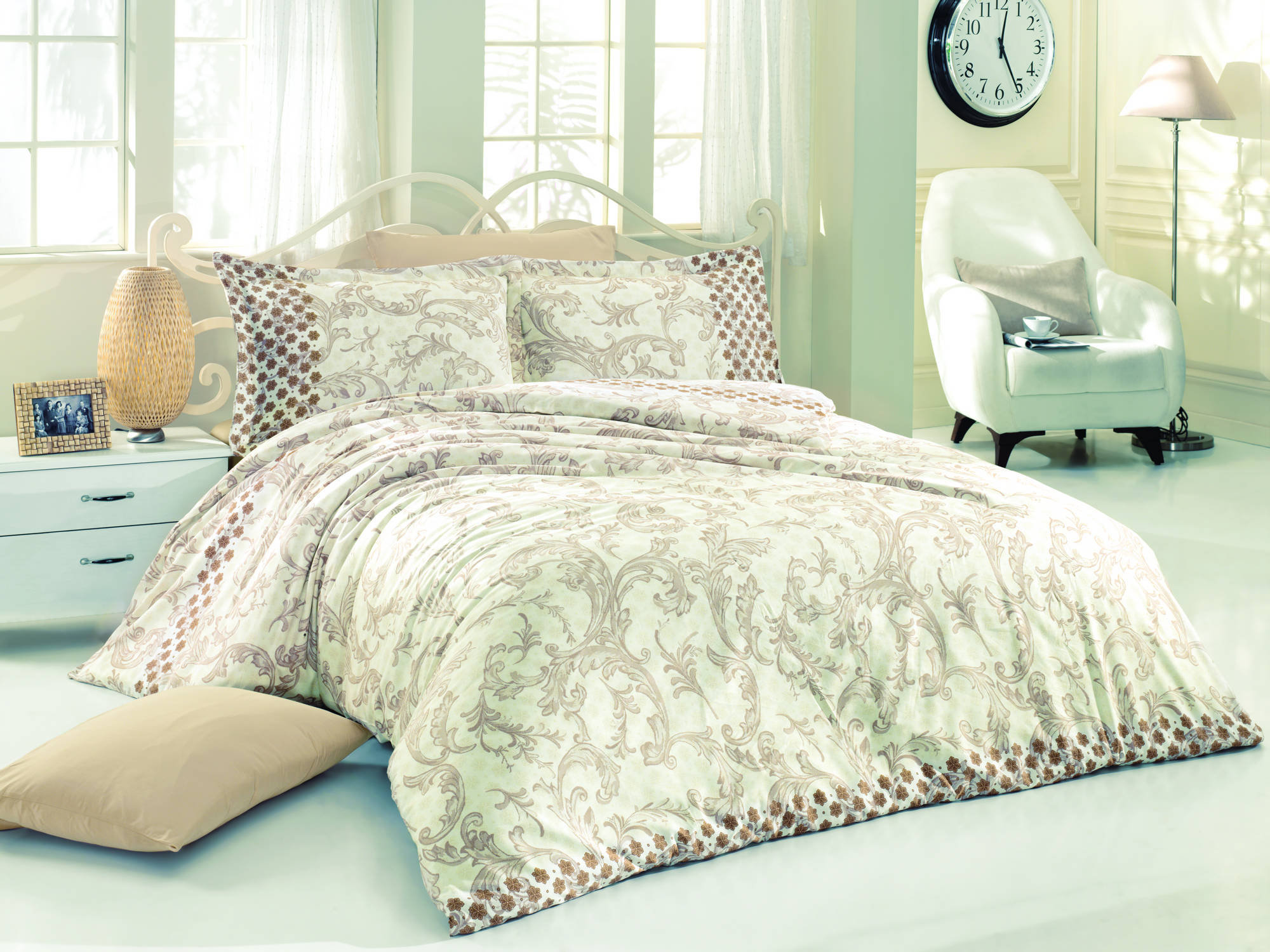 Asir Group INC Coward Beige/Brown/Cream 100% Cotton Modern ...