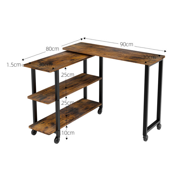 17 Stories Swivel Desk Side Table With Wheels And Shelves & Reviews ...