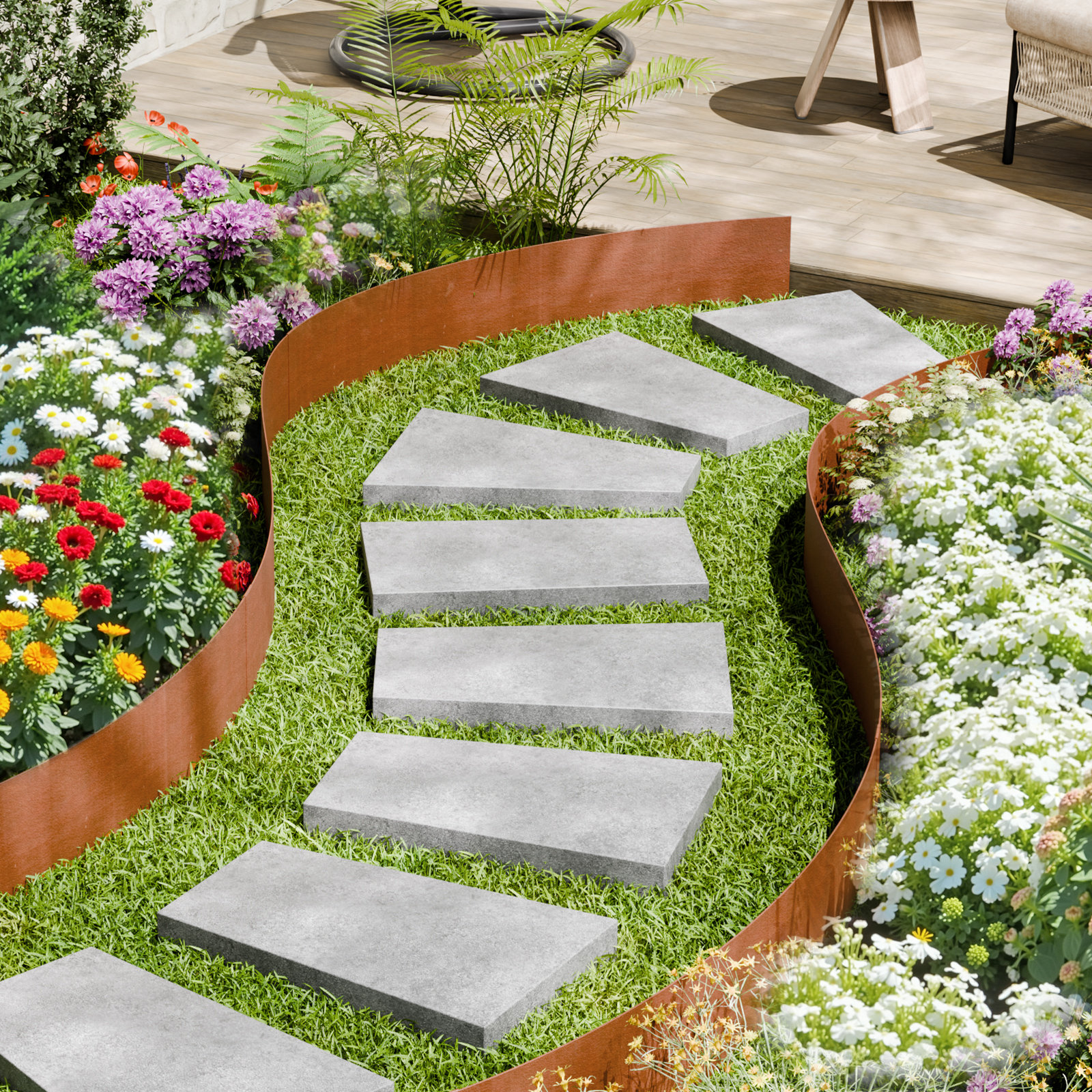 Stellweilan Tessberg Weather-Resistant Steel Landscape Edging 6 Packs ...