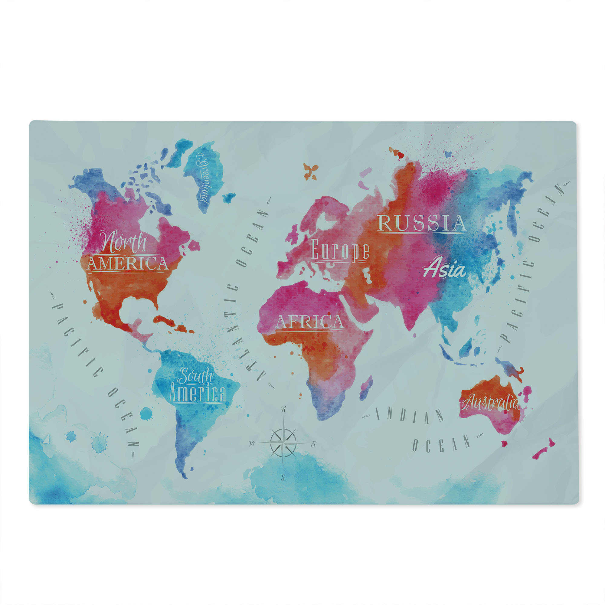 Ambesonne Geography Cutting Board Large Size Watercolored World Map ...