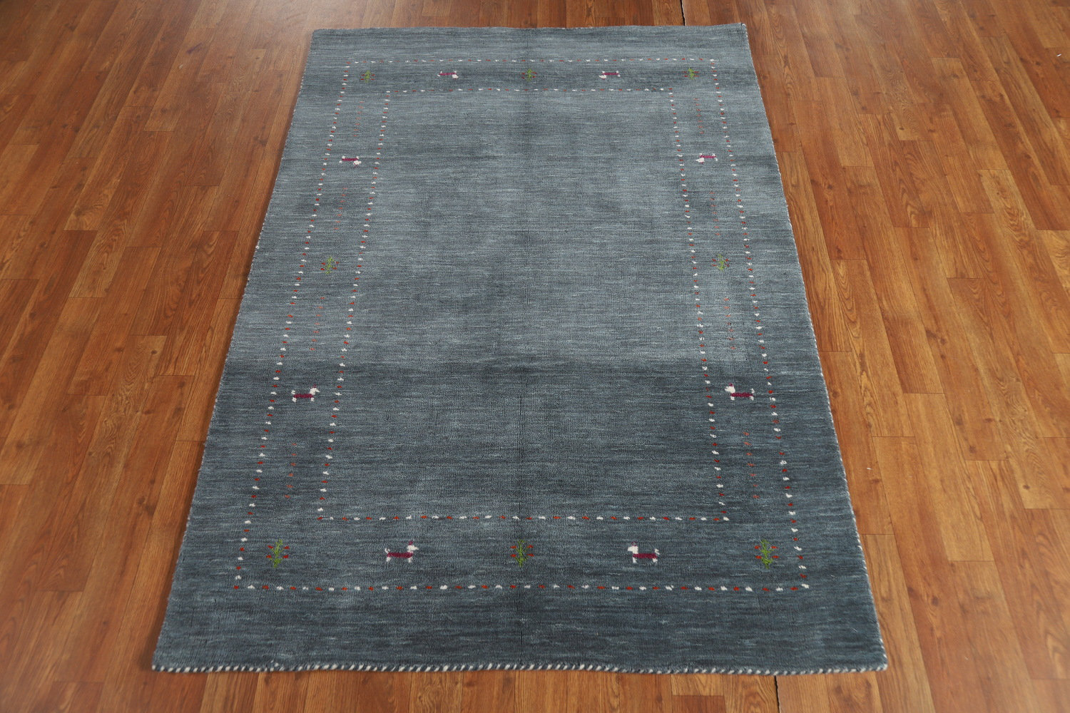 Foundry Select Tribal Gray Blue Wool Gabbeh Style Indian Rug 4x6 | Wayfair