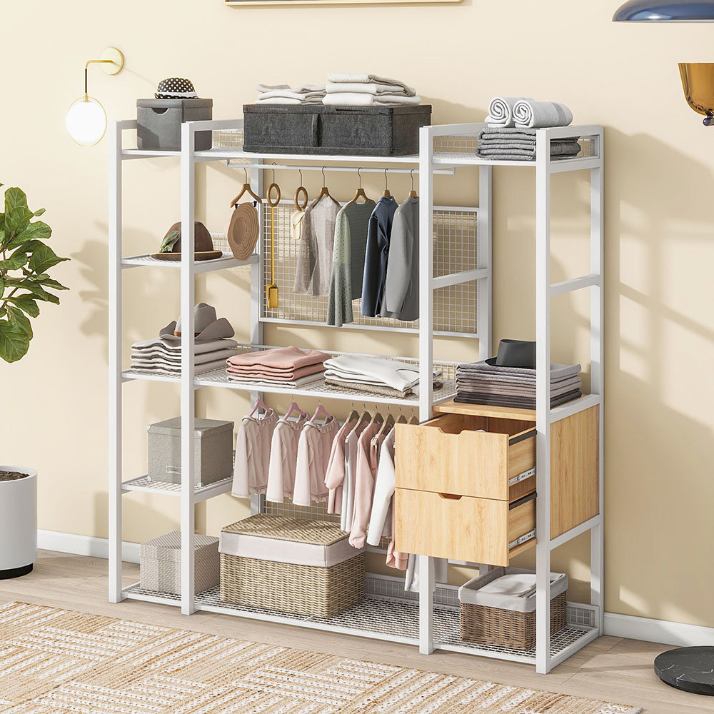 17 Stories Open-Style Wardrobe with Shelves and Drawers | Wayfair